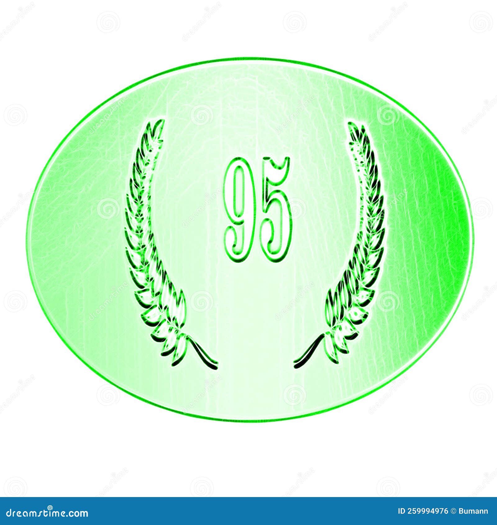 Number 95 with Laurel Wreath or Honor Wreath As a 3D-illustration, 3D ...
