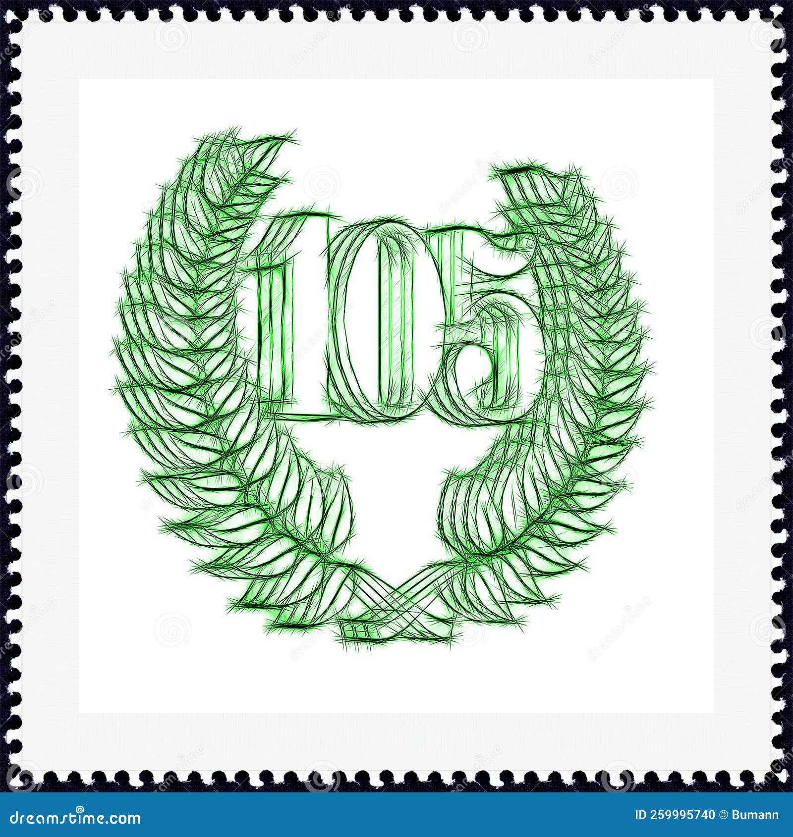 Number 105 with Laurel Wreath or Honor Wreath As a 3D-illustration, 3D ...