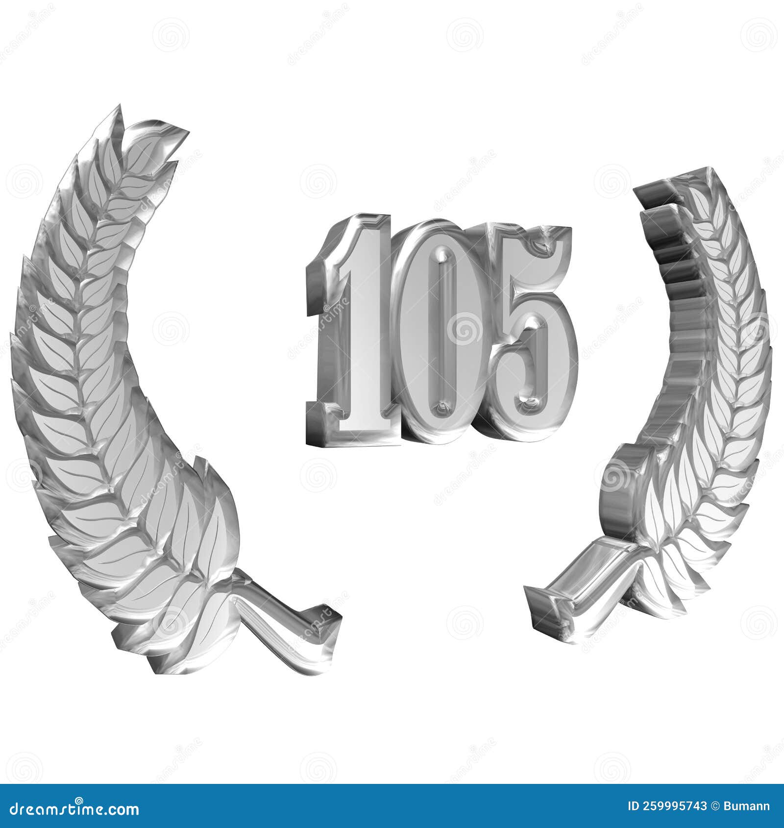 Number 105 with Laurel Wreath or Honor Wreath As a 3D-illustration, 3D ...