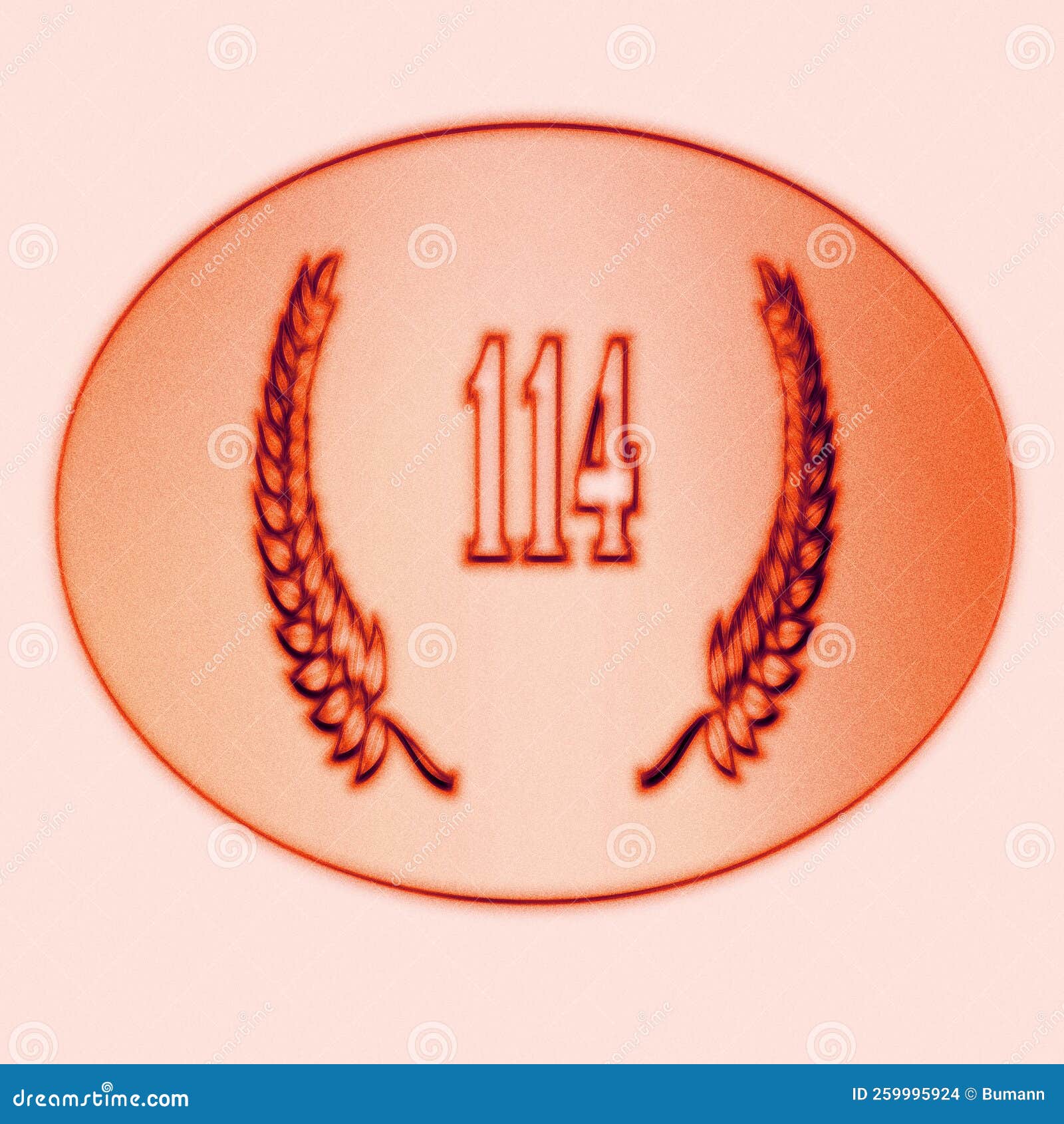 Number 114 with Laurel Wreath or Honor Wreath As a 3D-illustration, 3D ...