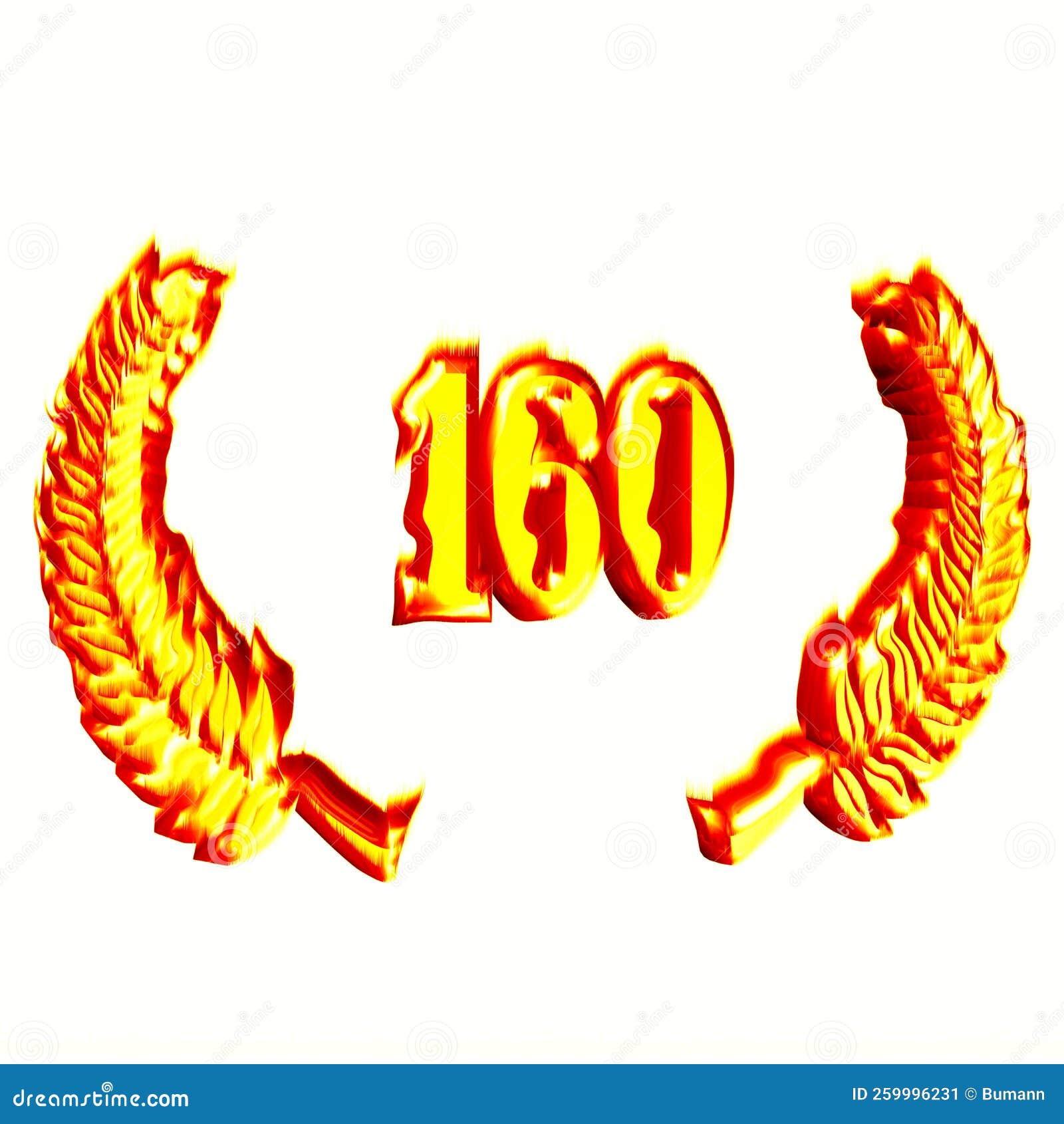 Number 160 with Laurel Wreath or Honor Wreath As a 3D-illustration, 3D ...