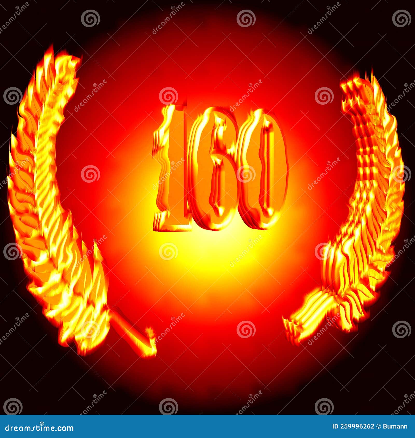 Number 160 with Laurel Wreath or Honor Wreath As a 3D-illustration, 3D ...