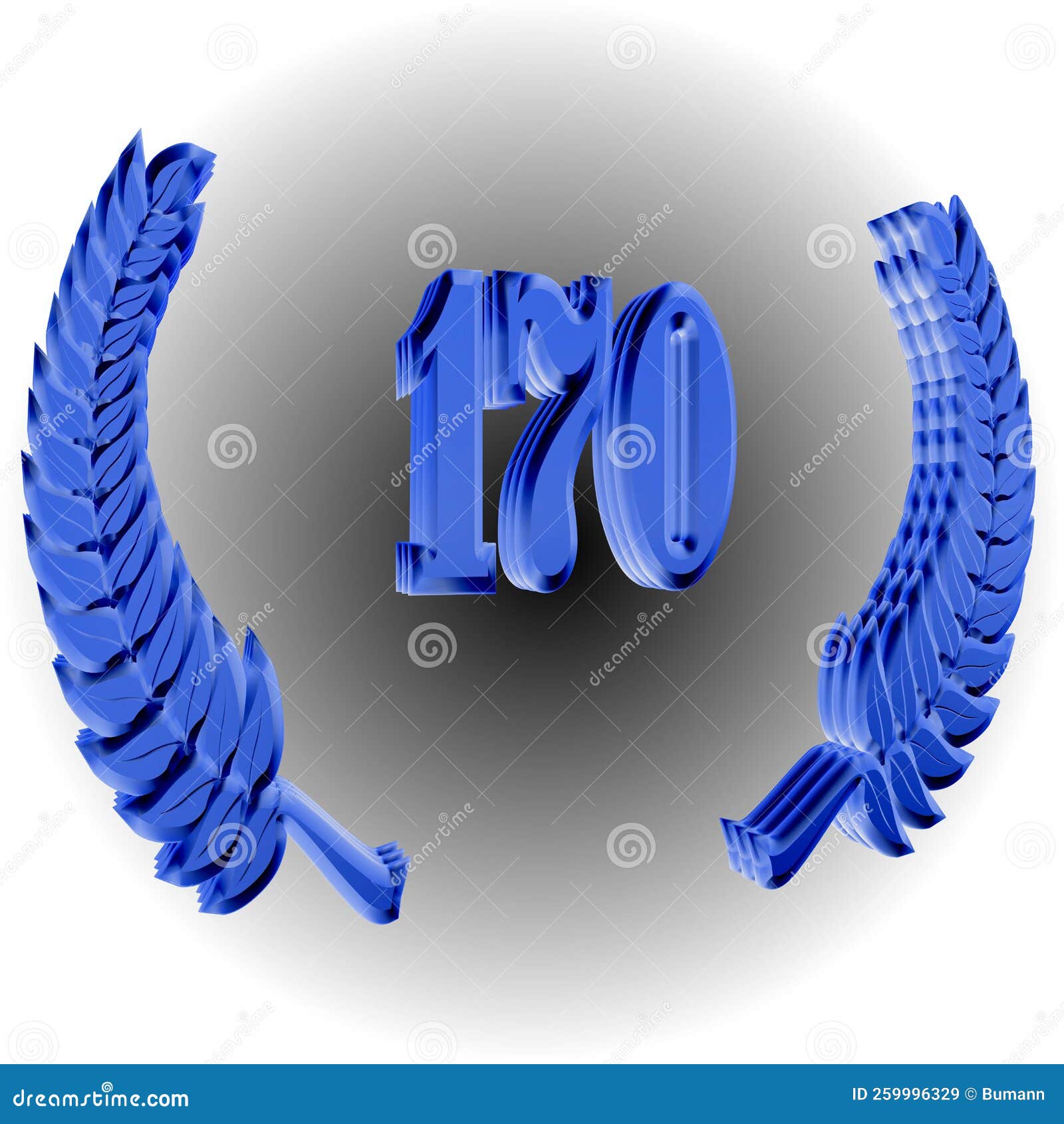 Number 170 with Laurel Wreath or Honor Wreath As a 3D-illustration, 3D ...