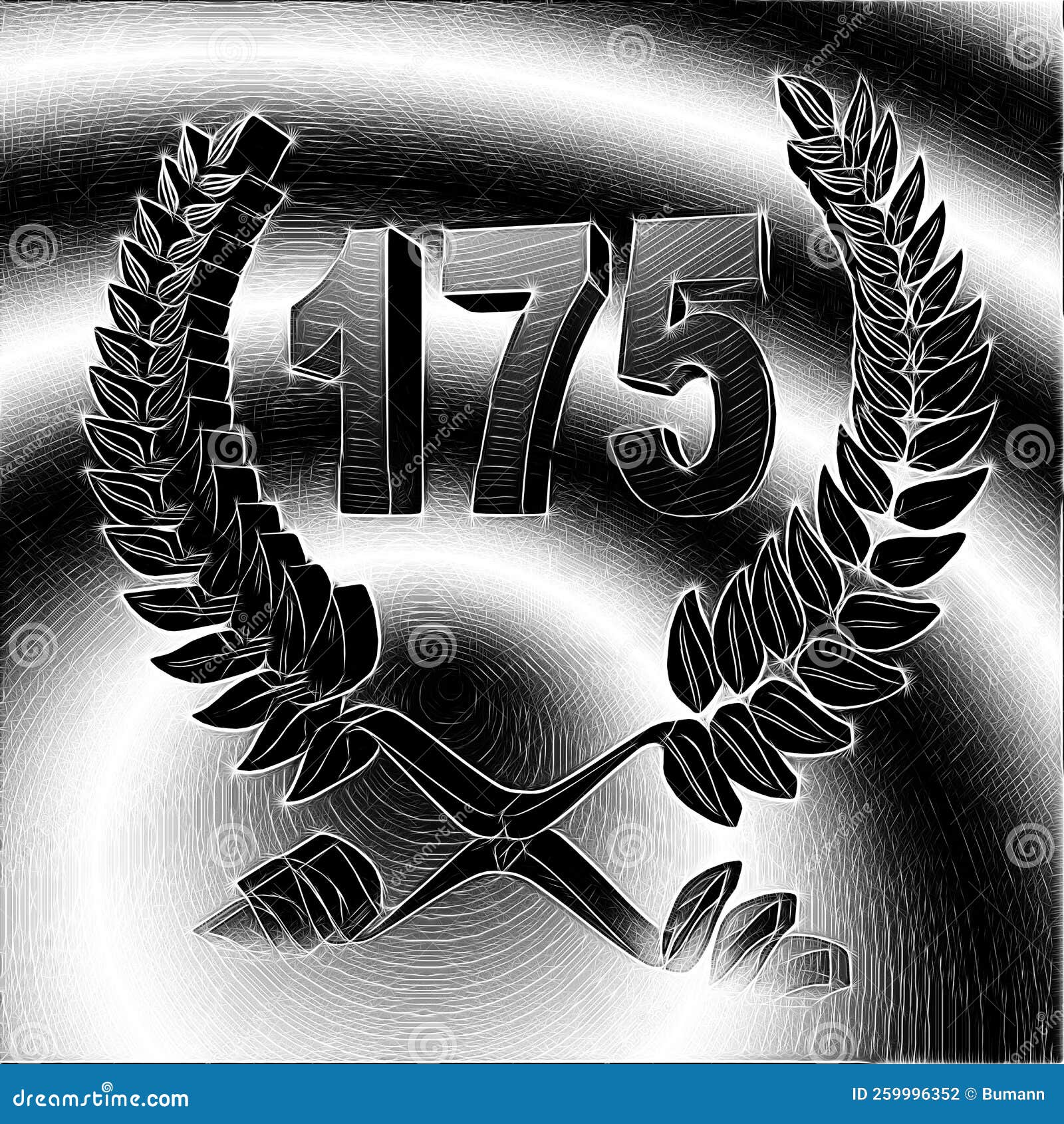 Number 175 with Laurel Wreath or Honor Wreath As a 3D-illustration, 3D ...