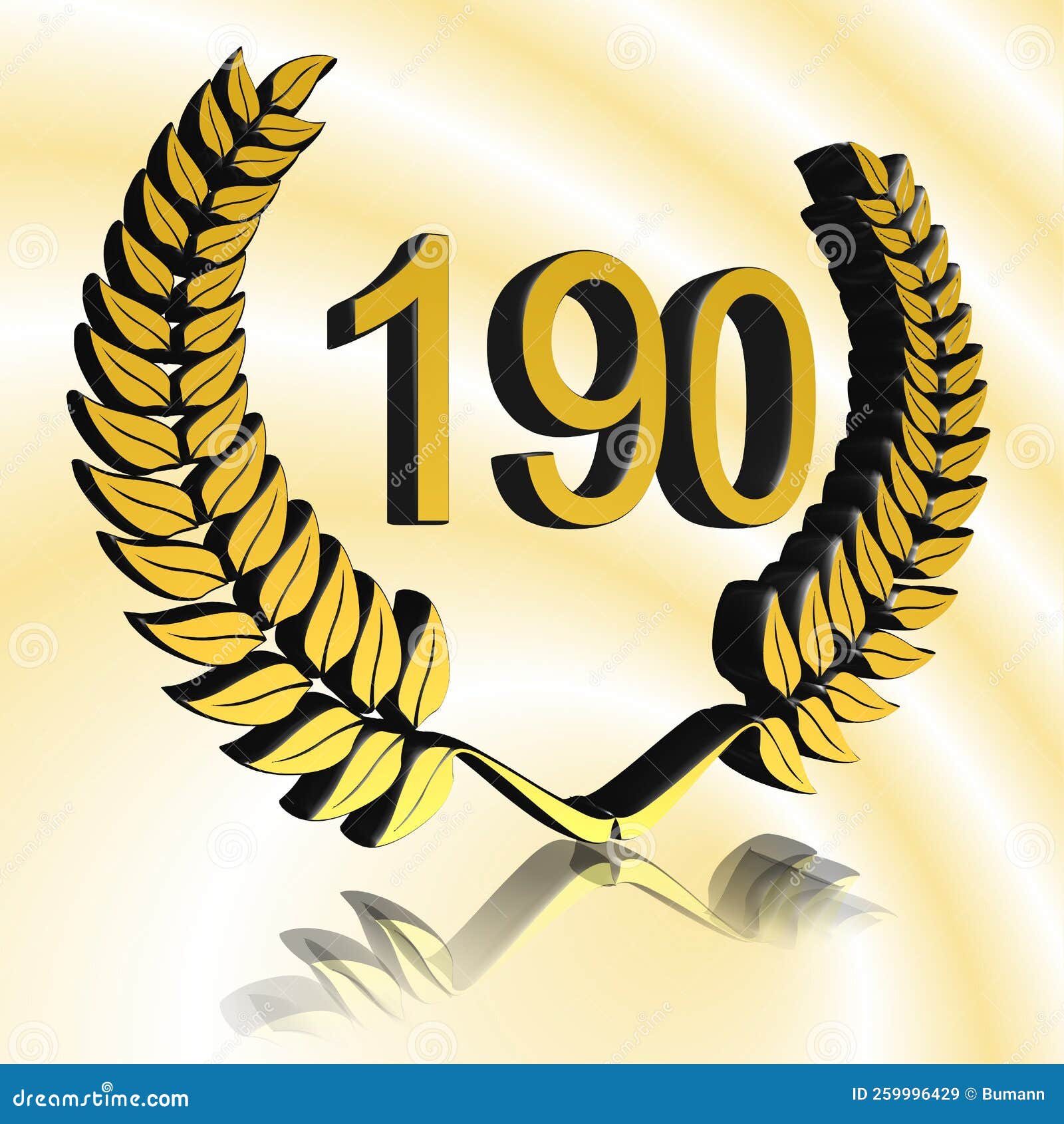 Number 190 with Laurel Wreath or Honor Wreath As a 3D-illustration, 3D ...