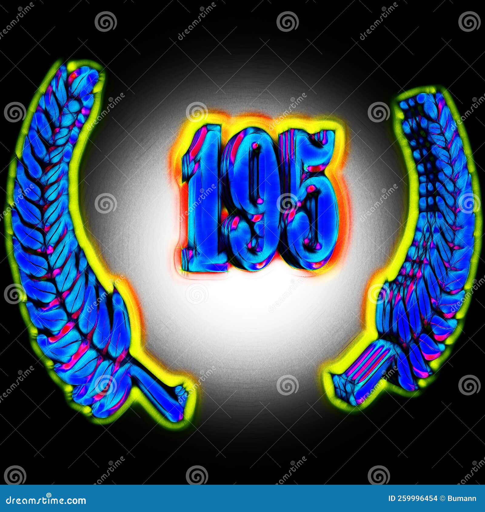 Number 195 with Laurel Wreath or Honor Wreath As a 3D-illustration, 3D ...