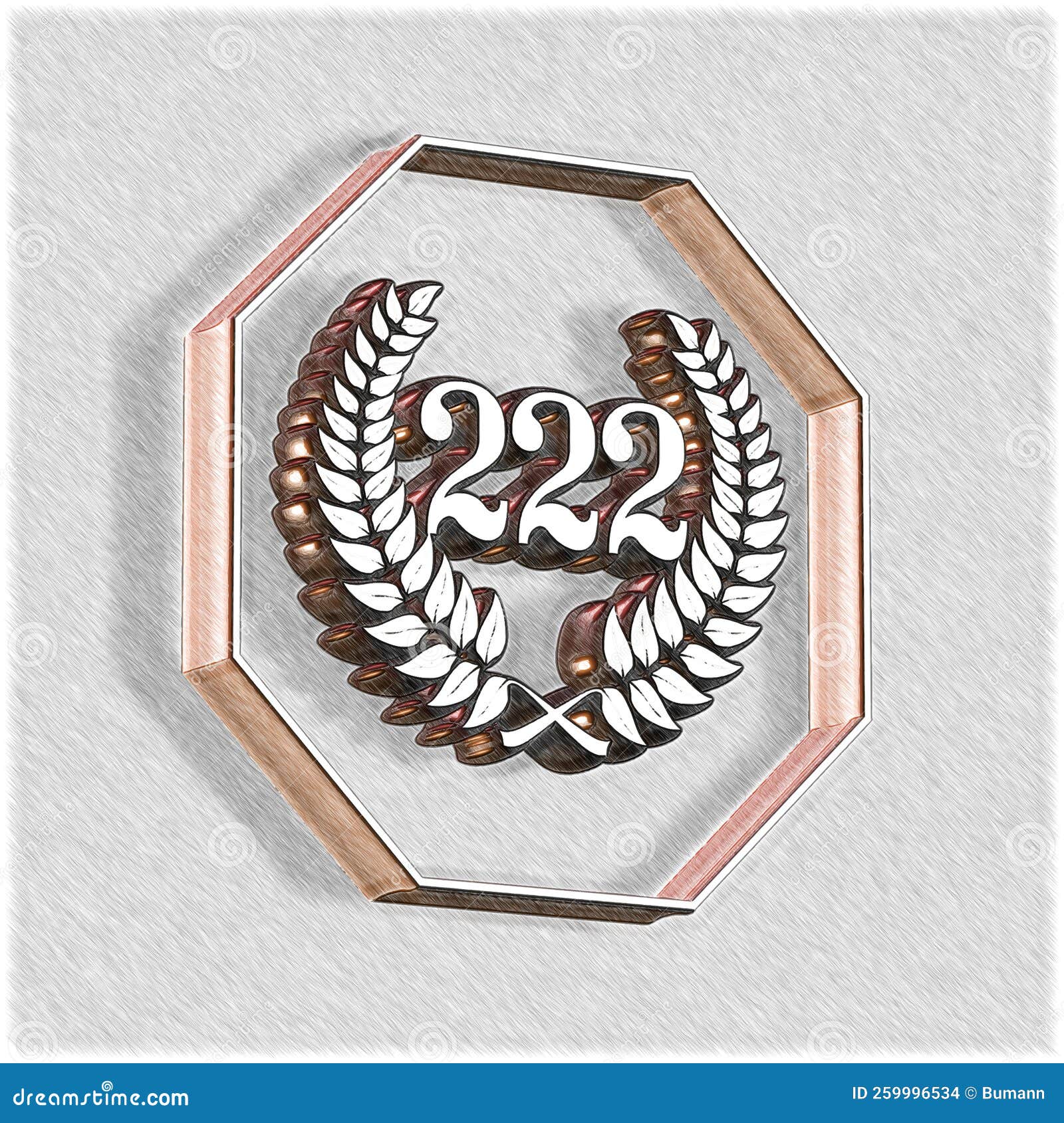Number 222 with Laurel Wreath or Honor Wreath As a 3D-illustration, 3D ...