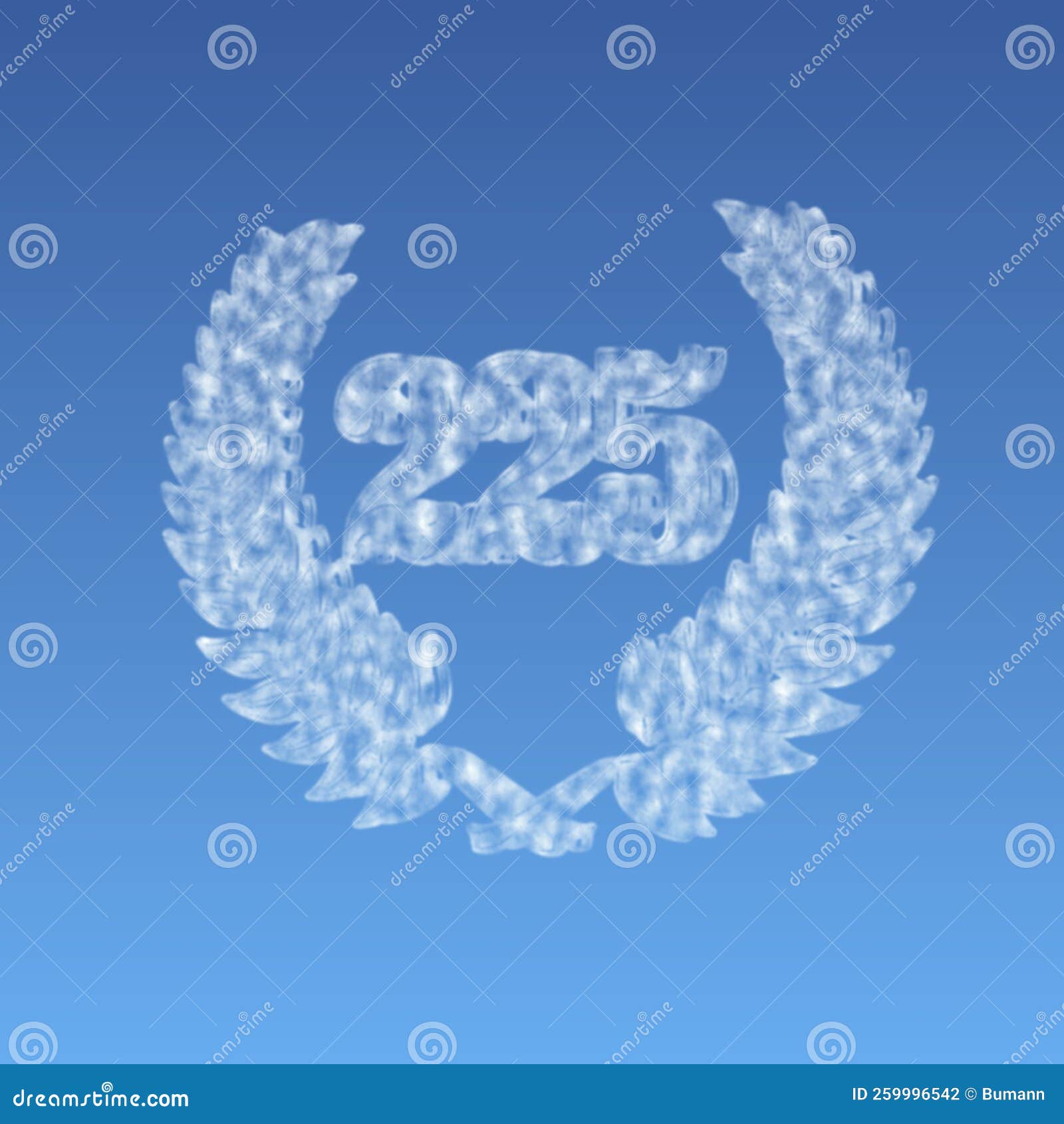 Number 225 with Laurel Wreath or Honor Wreath As a 3D-illustration, 3D ...