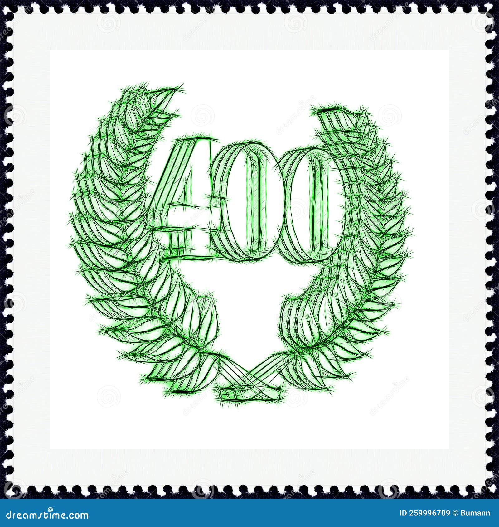 Number 400 with Laurel Wreath or Honor Wreath As a 3D-illustration, 3D ...