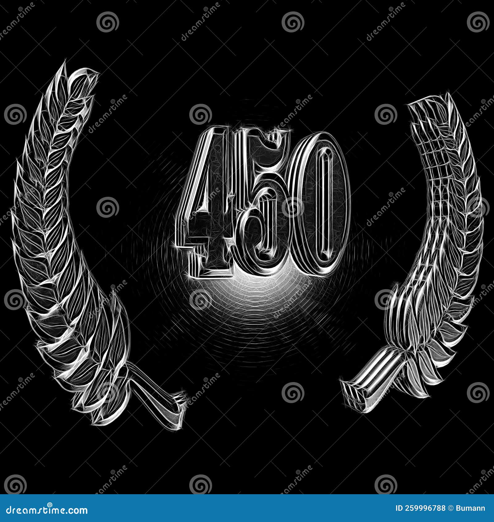 Number 450 with Laurel Wreath or Honor Wreath As a 3D-illustration, 3D ...