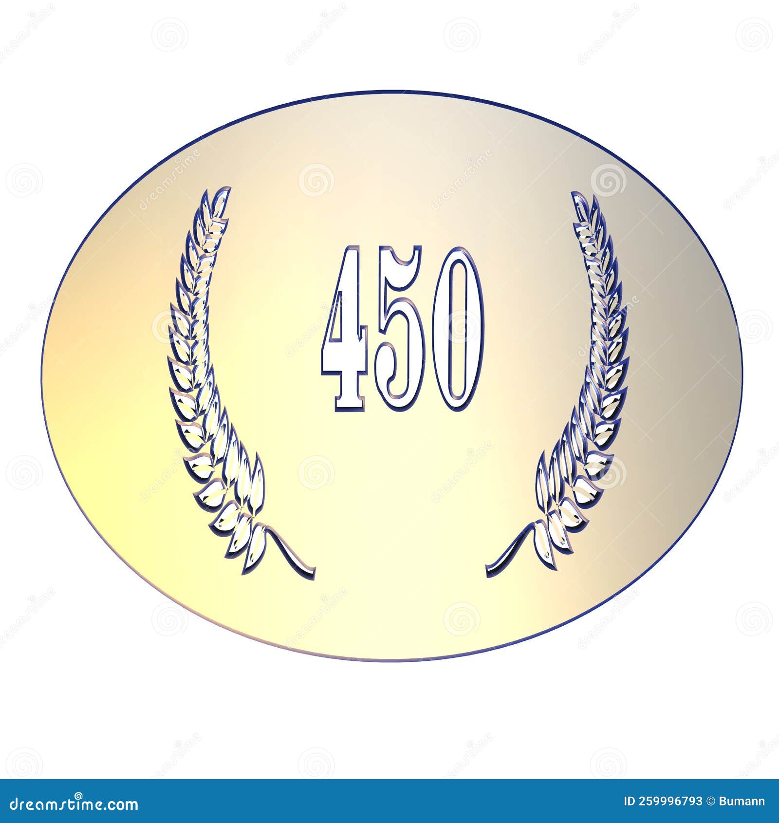 Number 450 with Laurel Wreath or Honor Wreath As a 3D-illustration, 3D ...