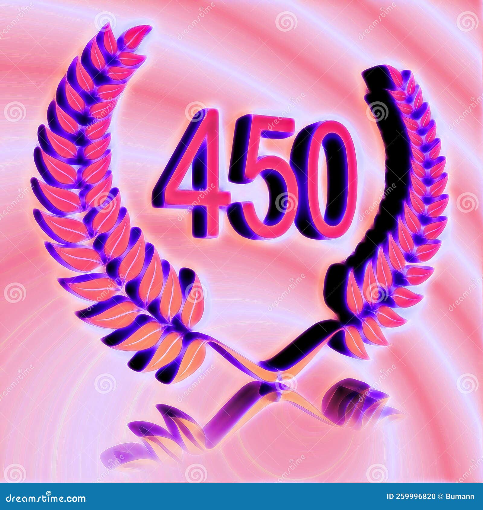 Number 450 with Laurel Wreath or Honor Wreath As a 3D-illustration, 3D ...