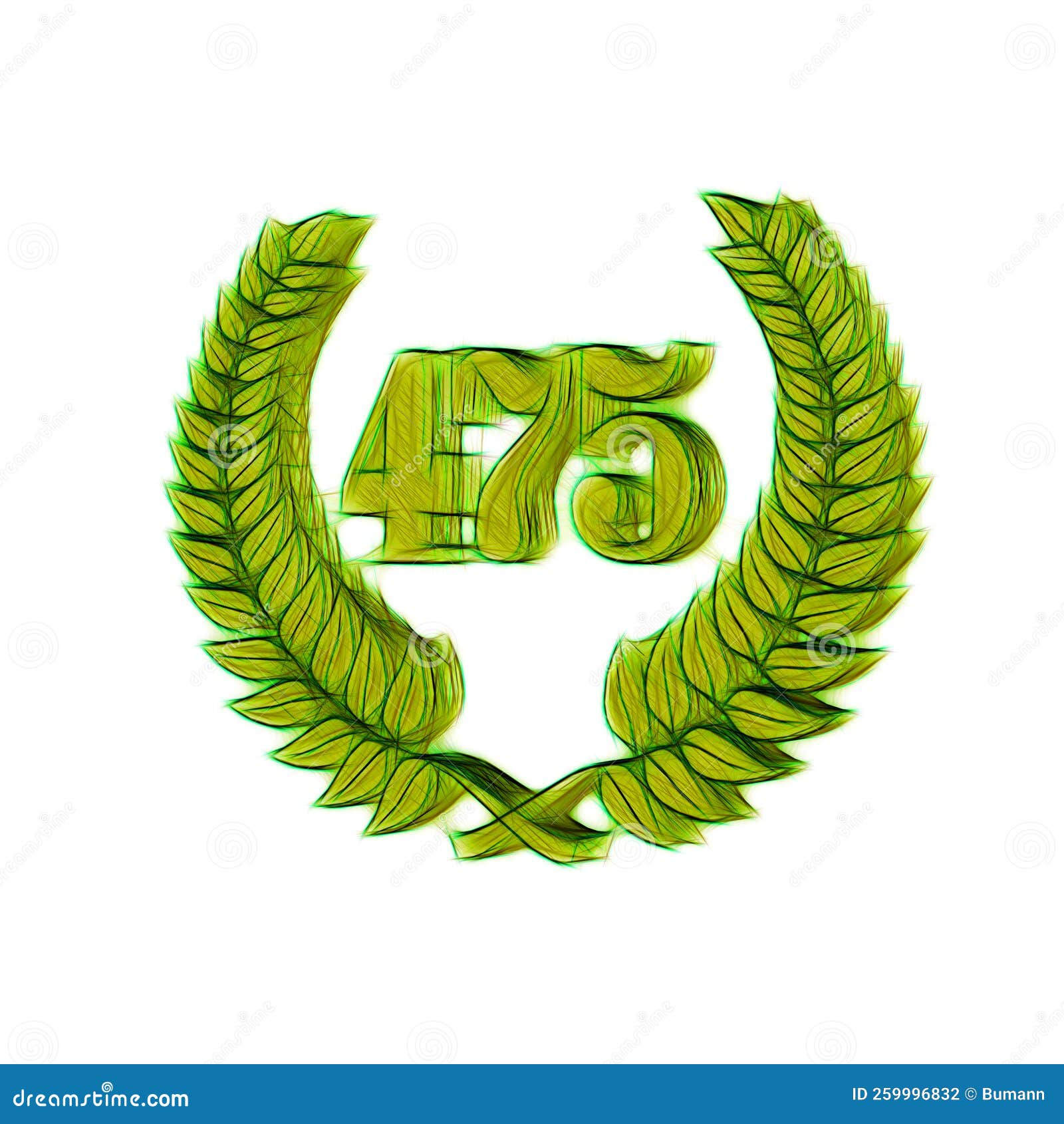 Number 475 with Laurel Wreath or Honor Wreath As a 3D-illustration, 3D ...