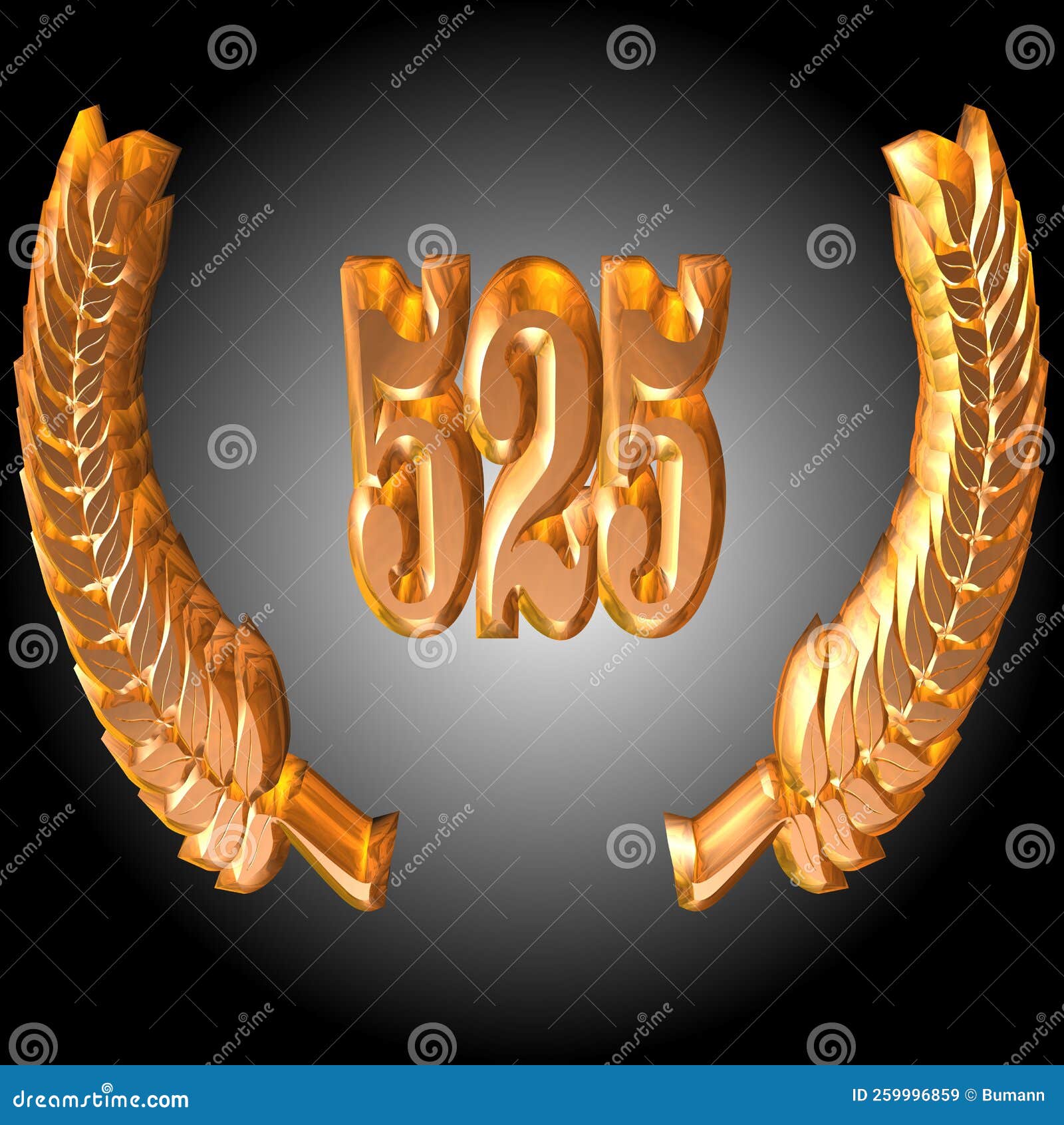Number 525 with Laurel Wreath or Honor Wreath As a 3D-illustration, 3D ...