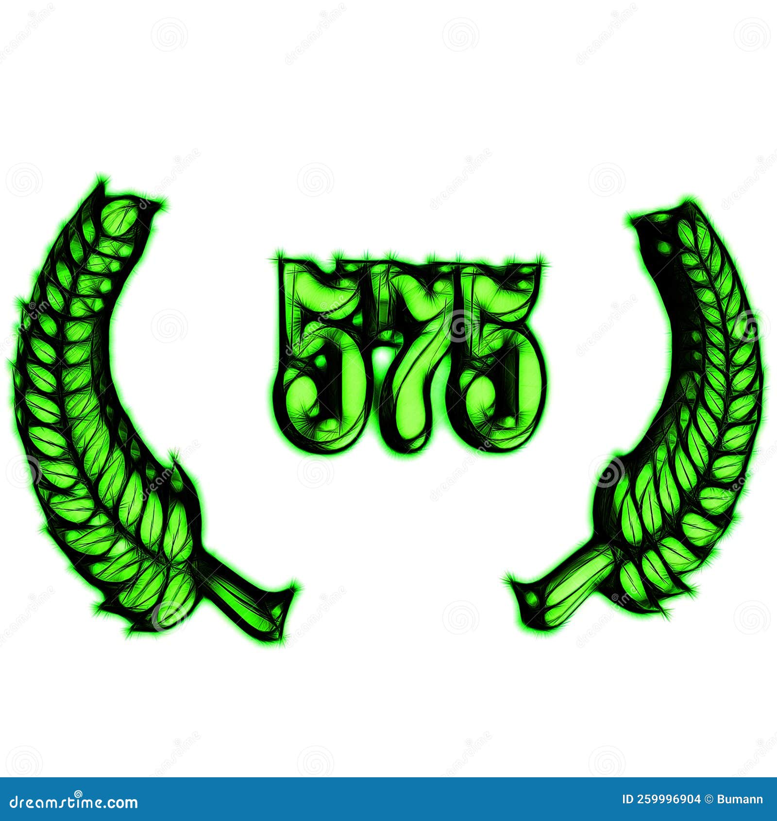 Number 575 with Laurel Wreath or Honor Wreath As a 3D-illustration, 3D ...