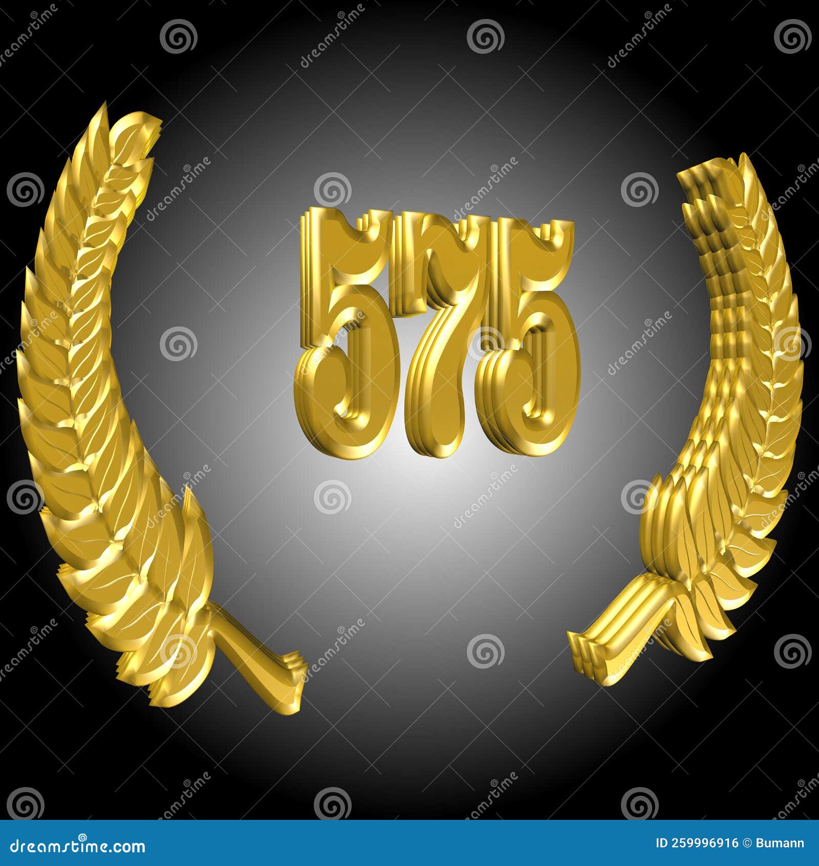 Number 575 with Laurel Wreath or Honor Wreath As a 3D-illustration, 3D ...