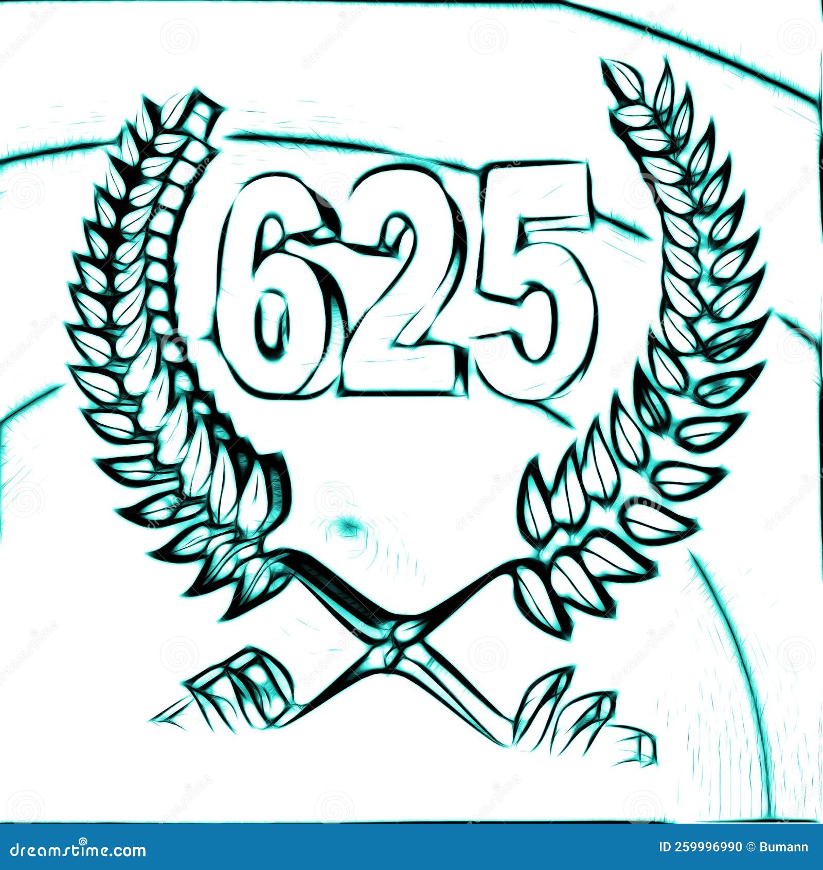 Number 625 with Laurel Wreath or Honor Wreath As a 3D-illustration, 3D ...