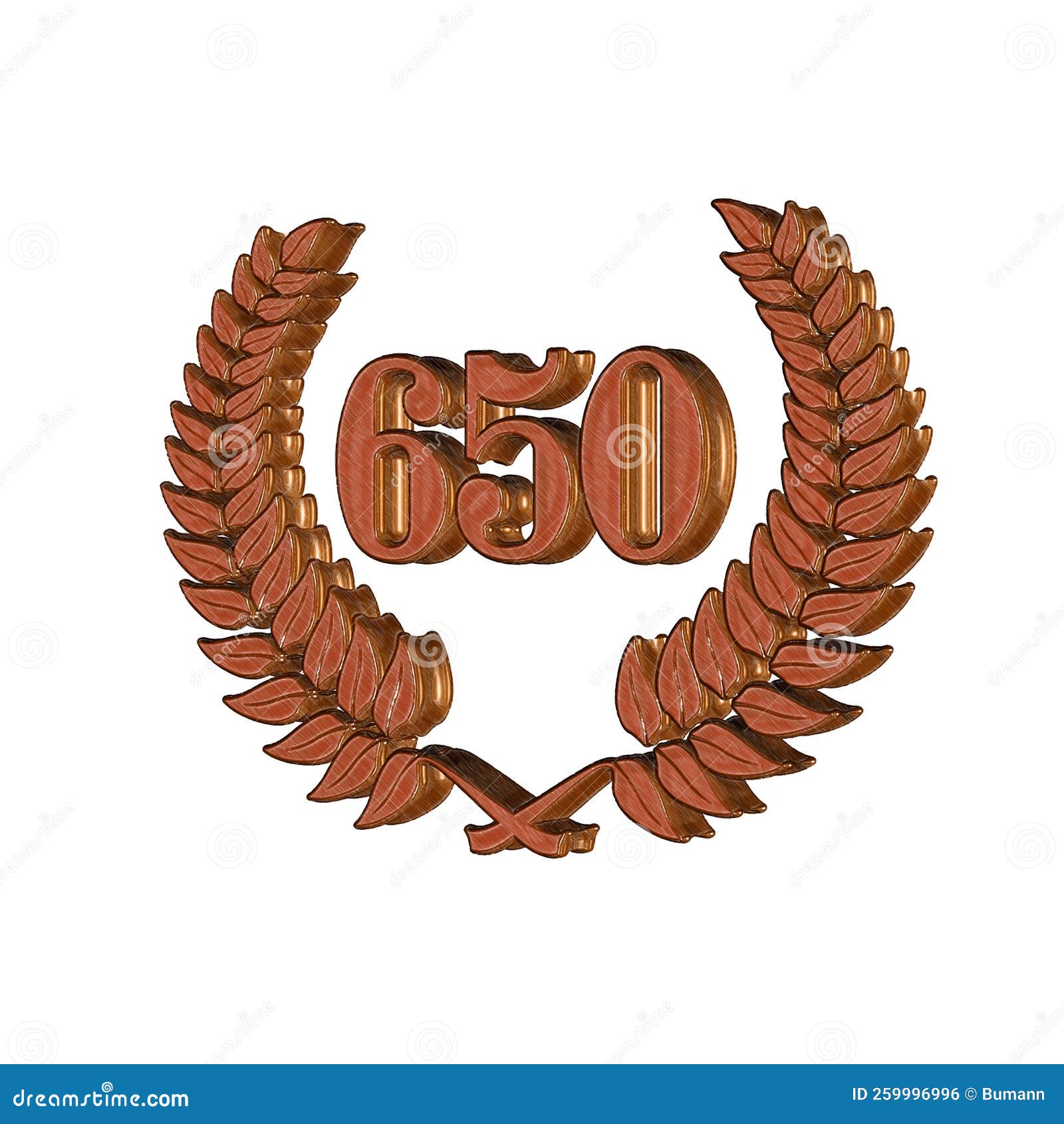 Number 650 with Laurel Wreath or Honor Wreath As a 3D-illustration, 3D ...