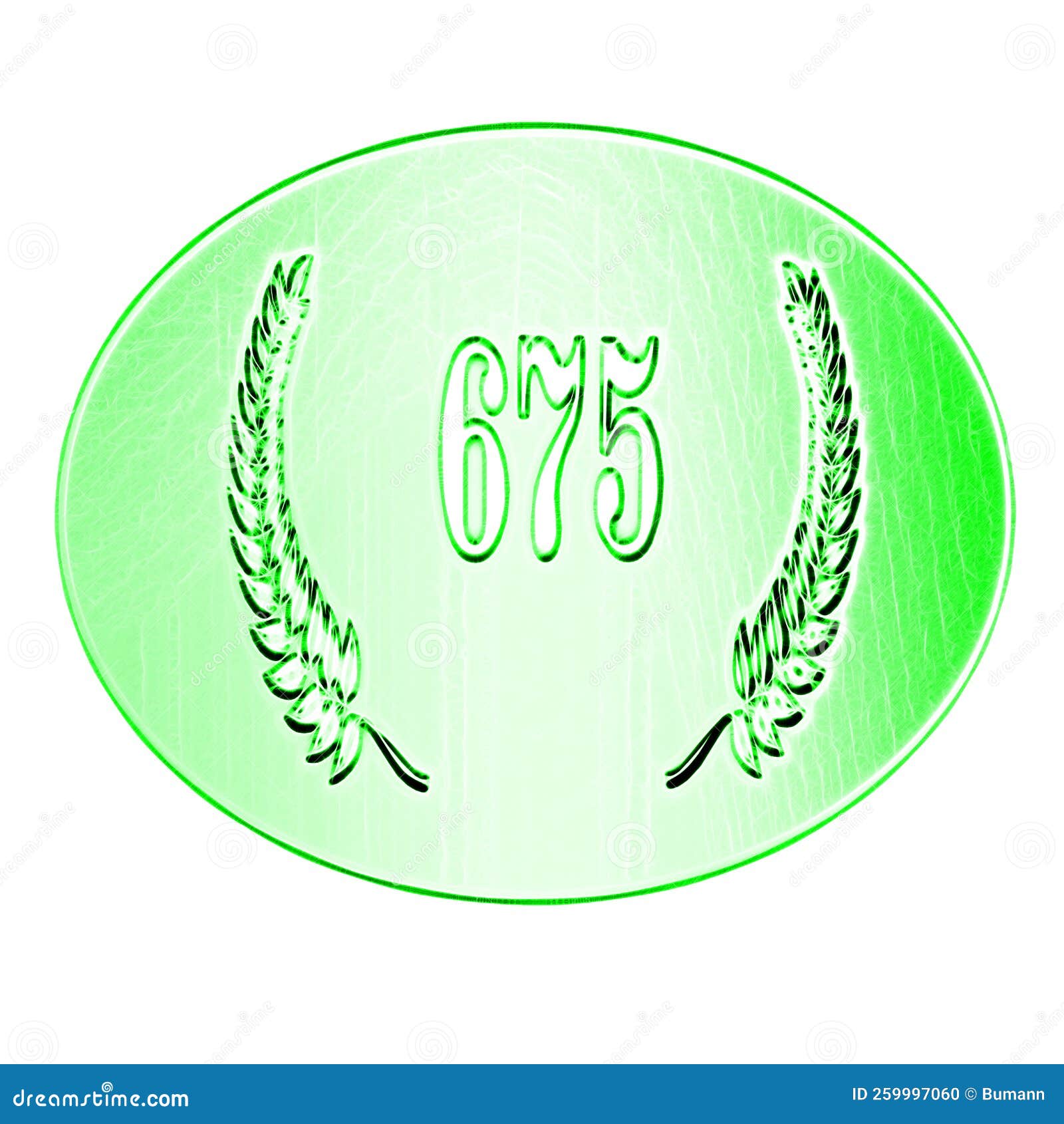 Number 675 with Laurel Wreath or Honor Wreath As a 3D-illustration, 3D ...