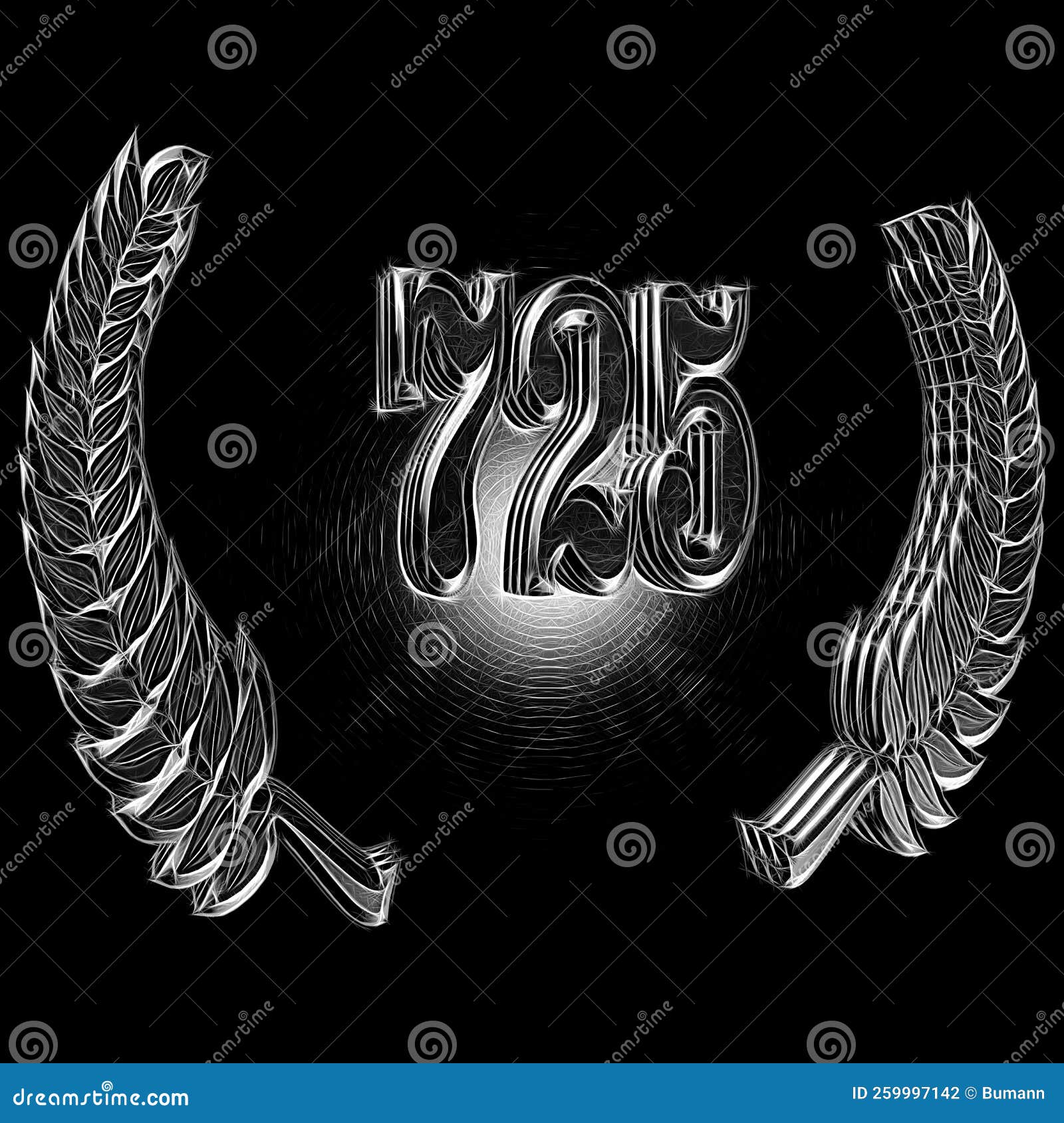 Number 725 with Laurel Wreath or Honor Wreath As a 3D-illustration, 3D ...
