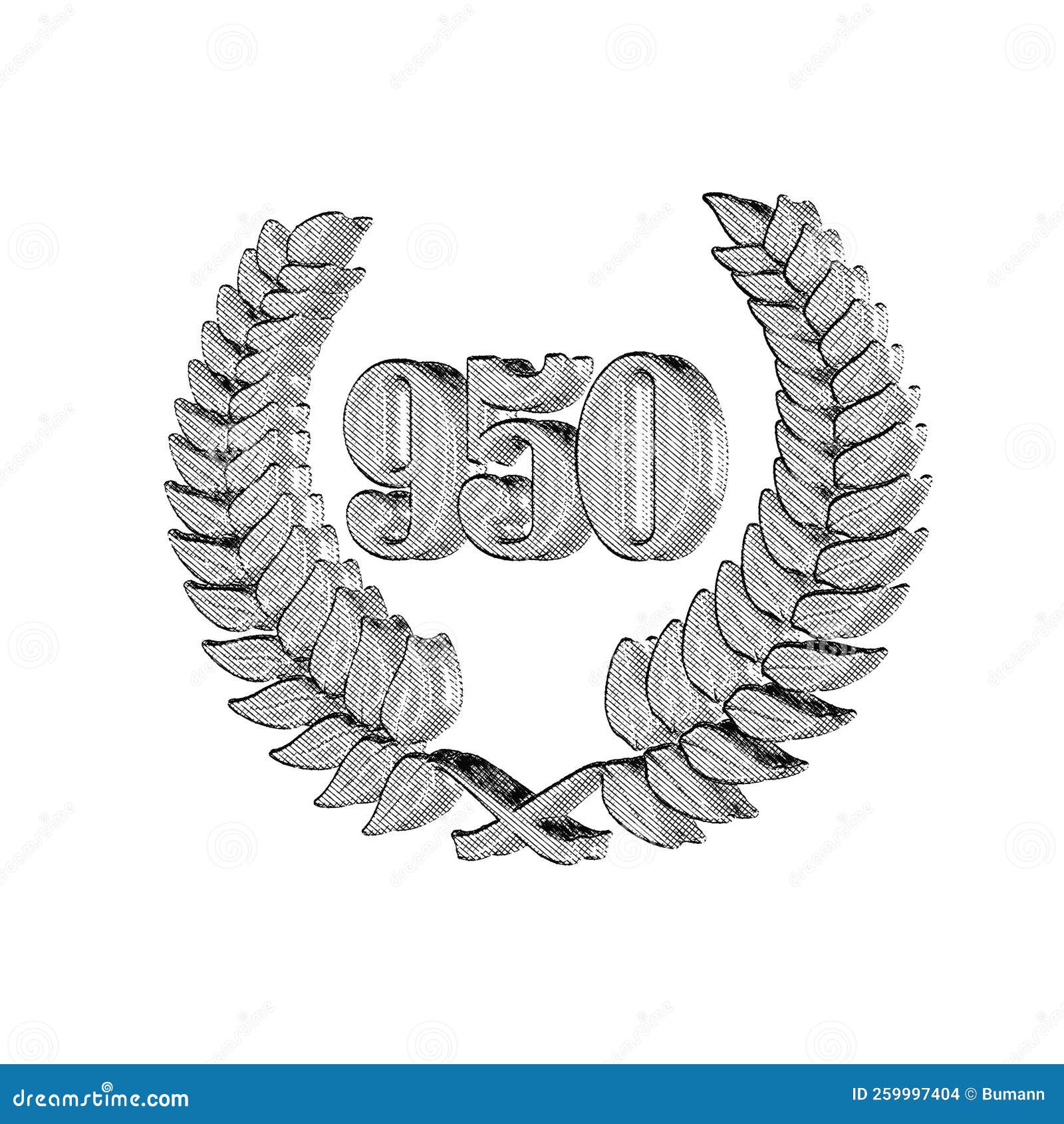 Number 950 with Laurel Wreath or Honor Wreath As a 3D-illustration, 3D ...