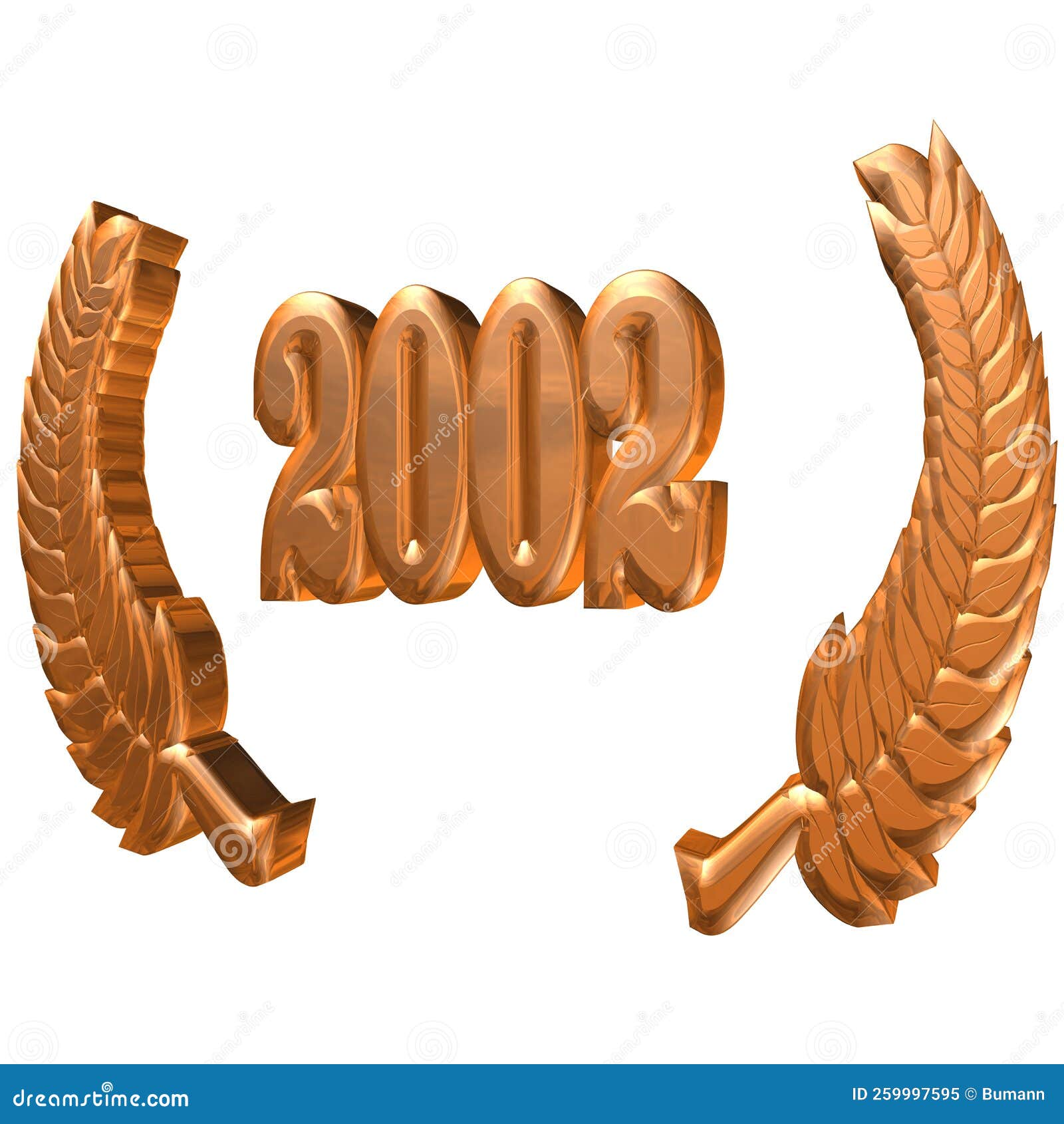 Number 2002 with Laurel Wreath or Honor Wreath As a 3D-illustration, 3D ...
