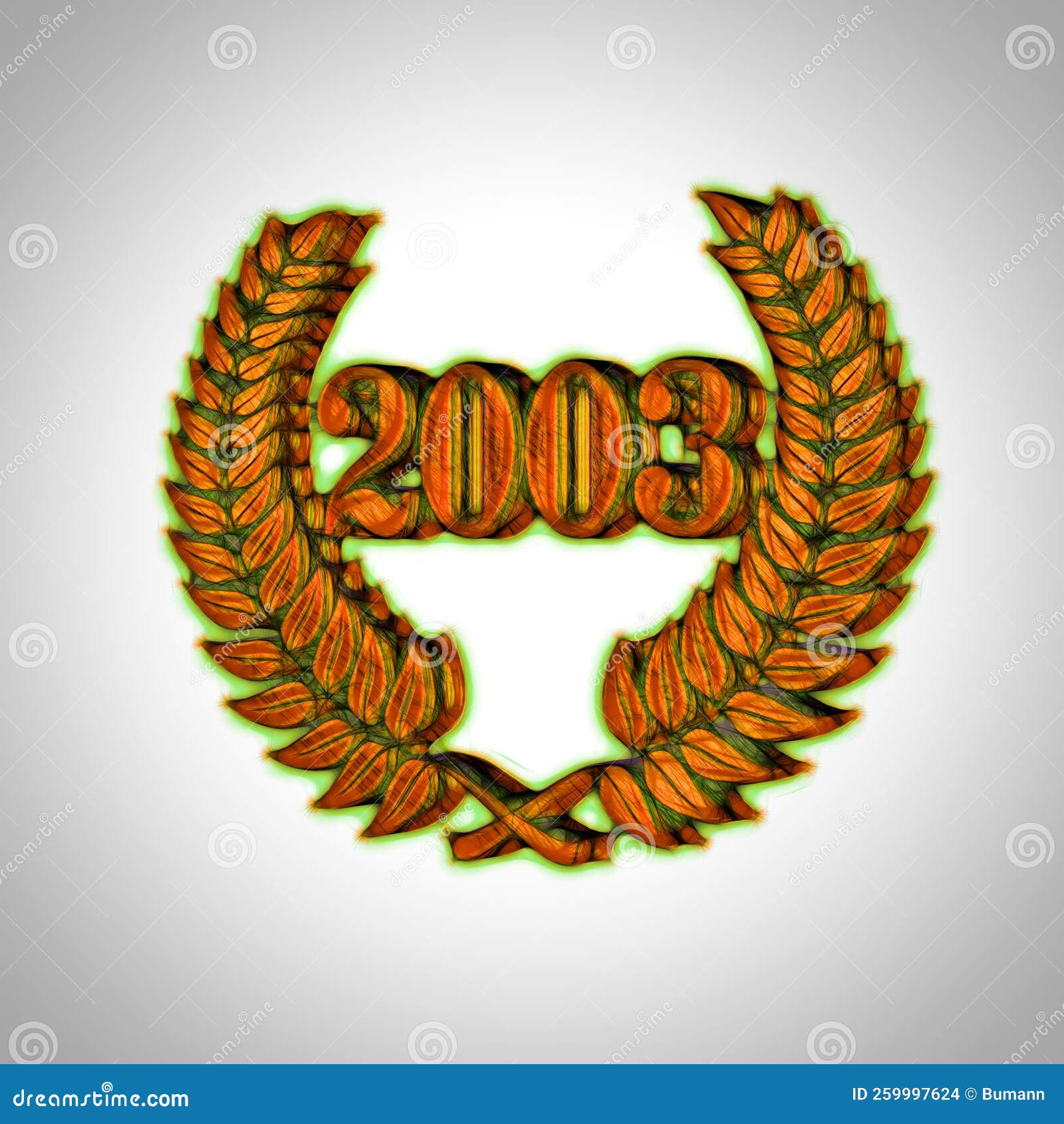 Number 2003 with Laurel Wreath or Honor Wreath As a 3D-illustration, 3D ...