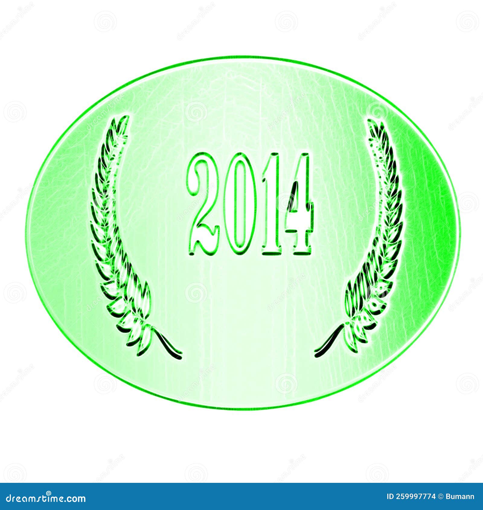 Number 2014 with Laurel Wreath or Honor Wreath As a 3D-illustration, 3D ...