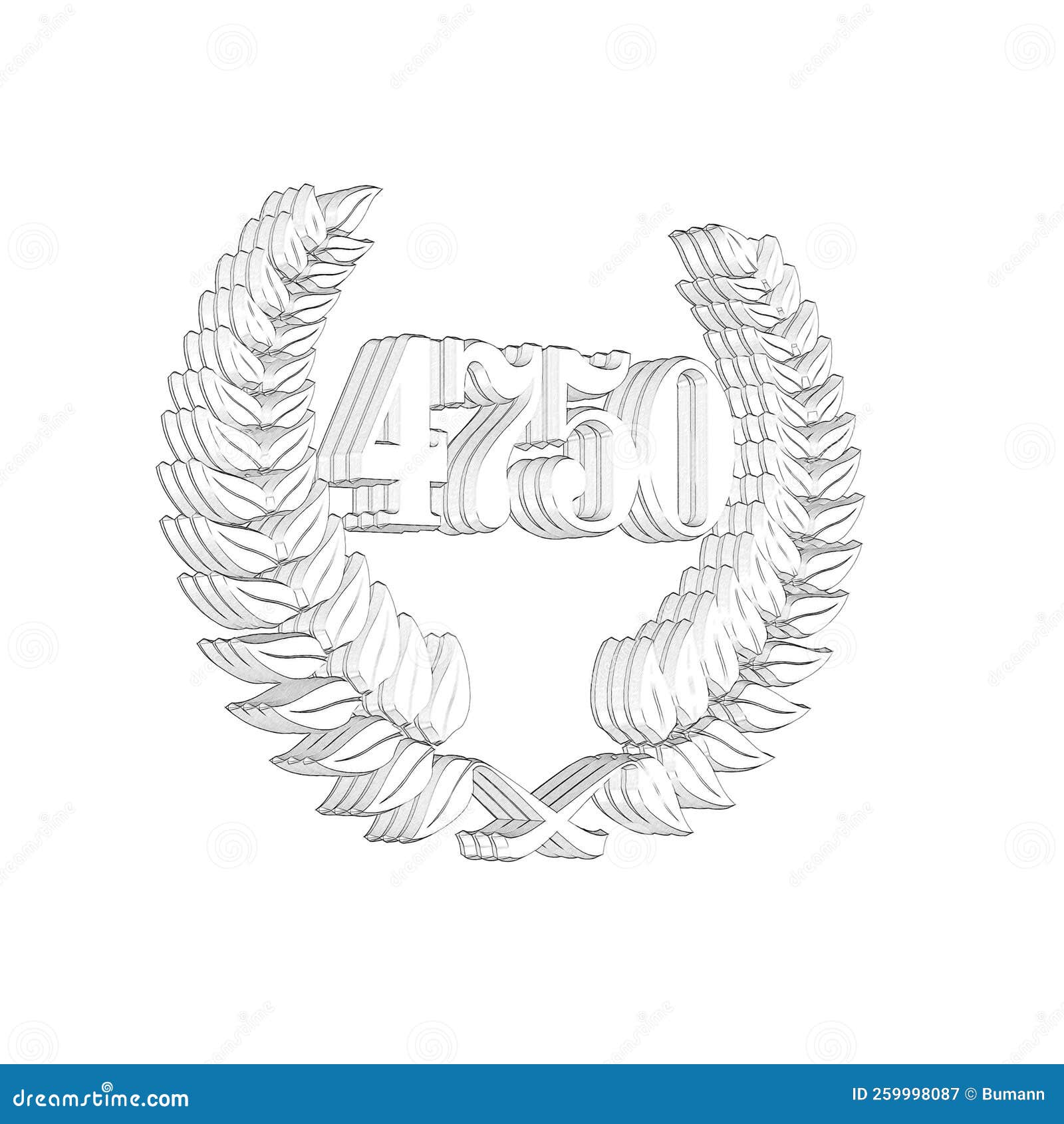 Number 4750 with Laurel Wreath or Honor Wreath As a 3D-illustration, 3D ...