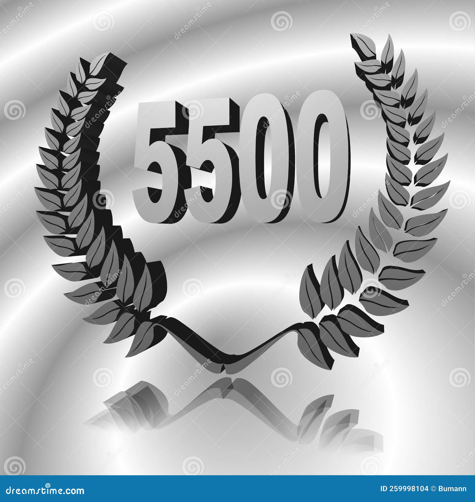 Number 5500 with Laurel Wreath or Honor Wreath As a 3D-illustration, 3D ...