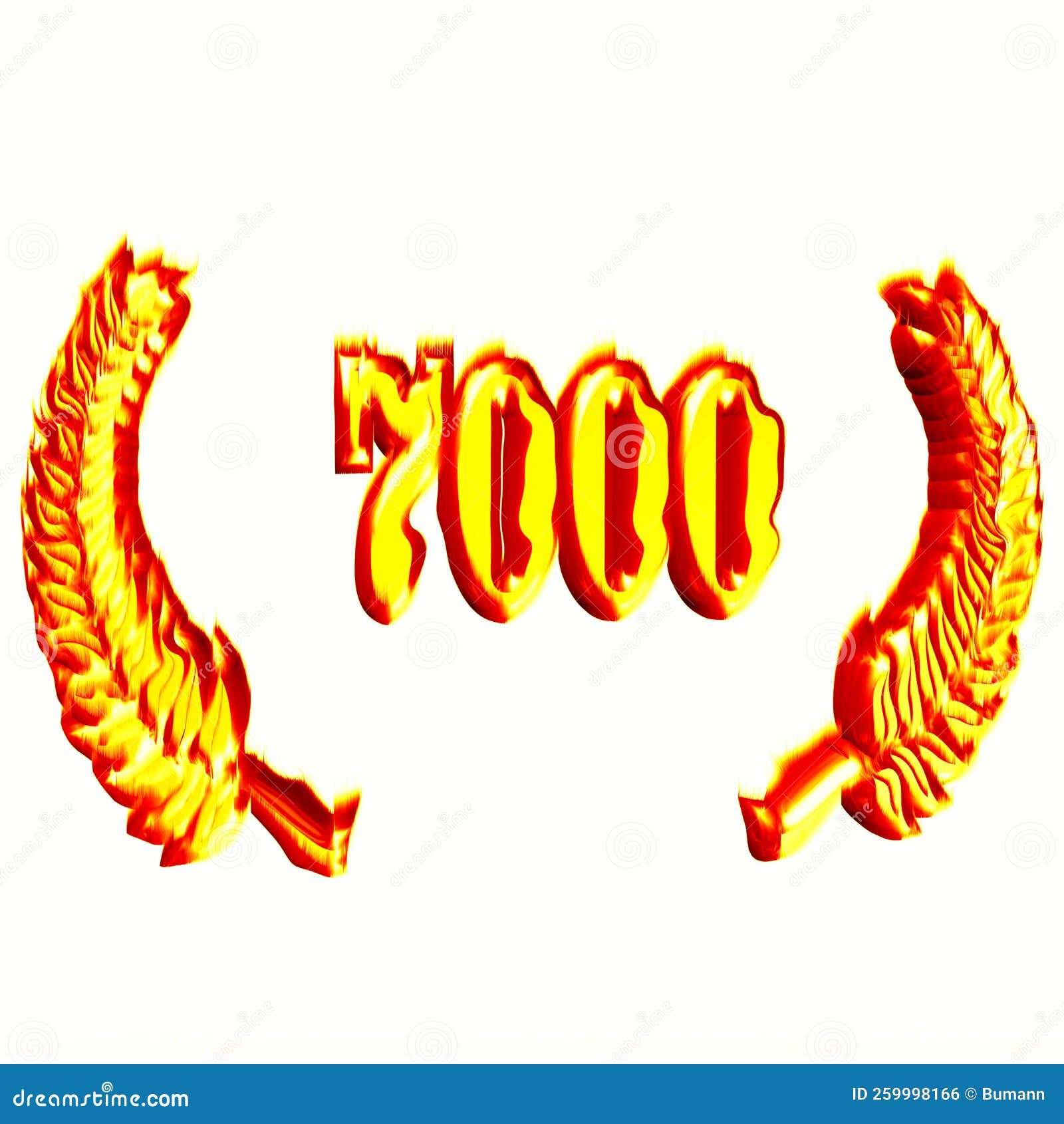 Number 7000 with Laurel Wreath or Honor Wreath As a 3D-illustration, 3D ...