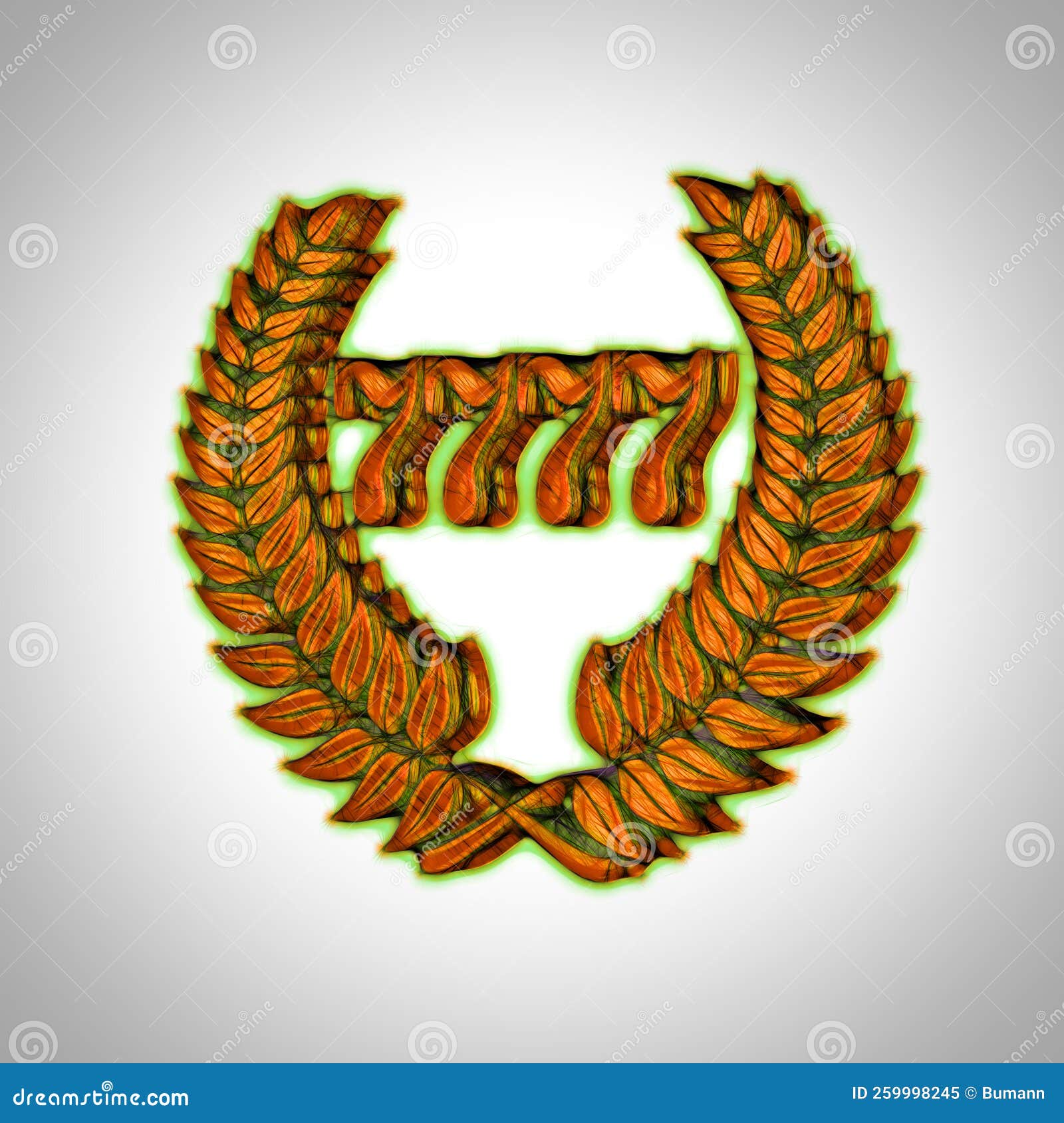 Number 7777 with Laurel Wreath or Honor Wreath As a 3D-illustration, 3D ...