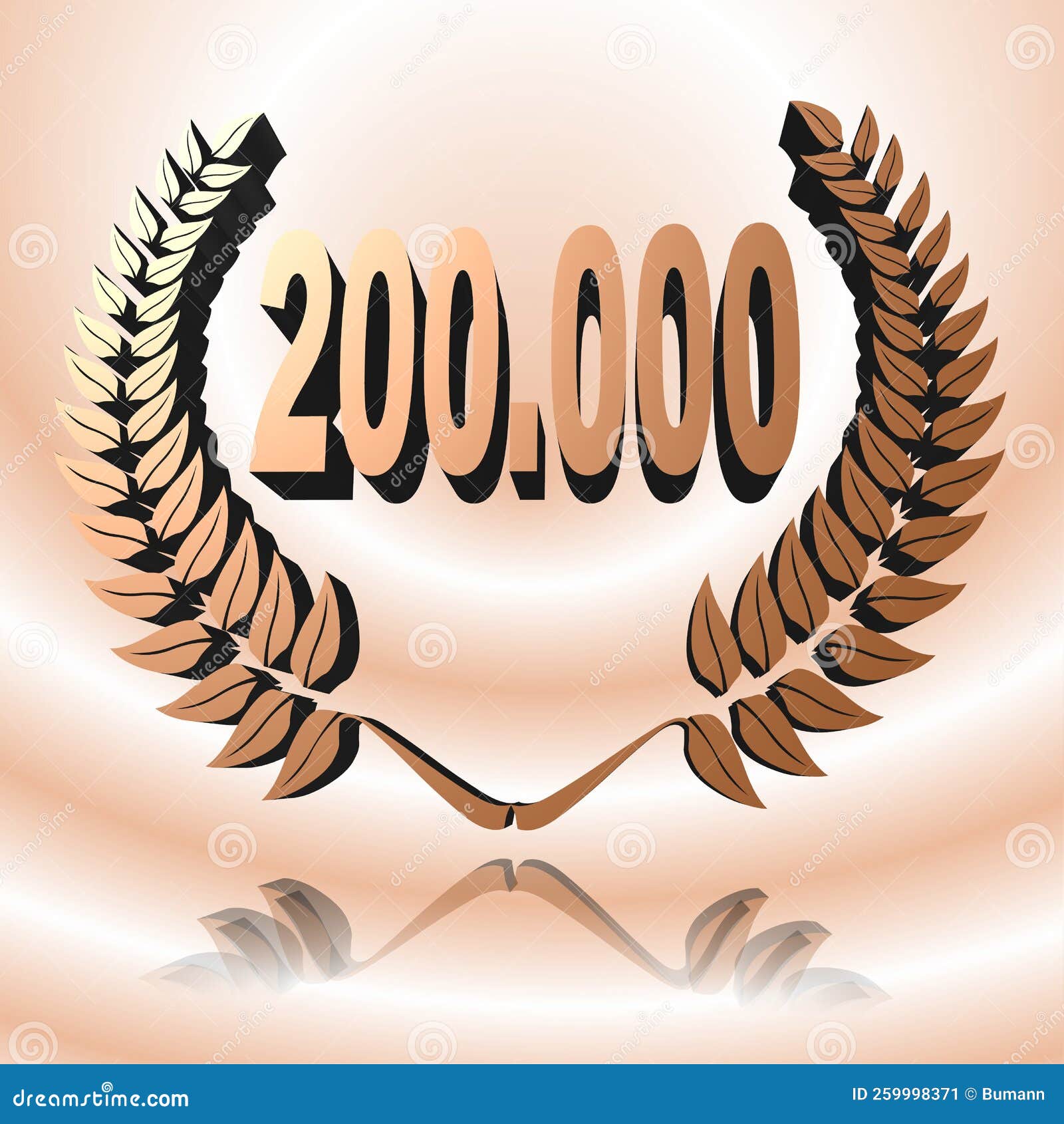 Number 200000 with Laurel Wreath or Honor Wreath As a 3D-illustration ...
