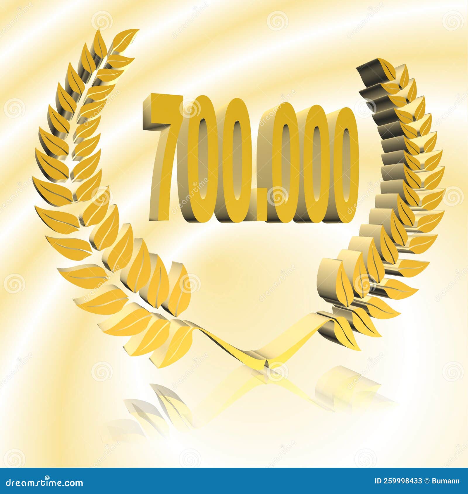 Number 700000 with Laurel Wreath or Honor Wreath As a 3D-illustration ...