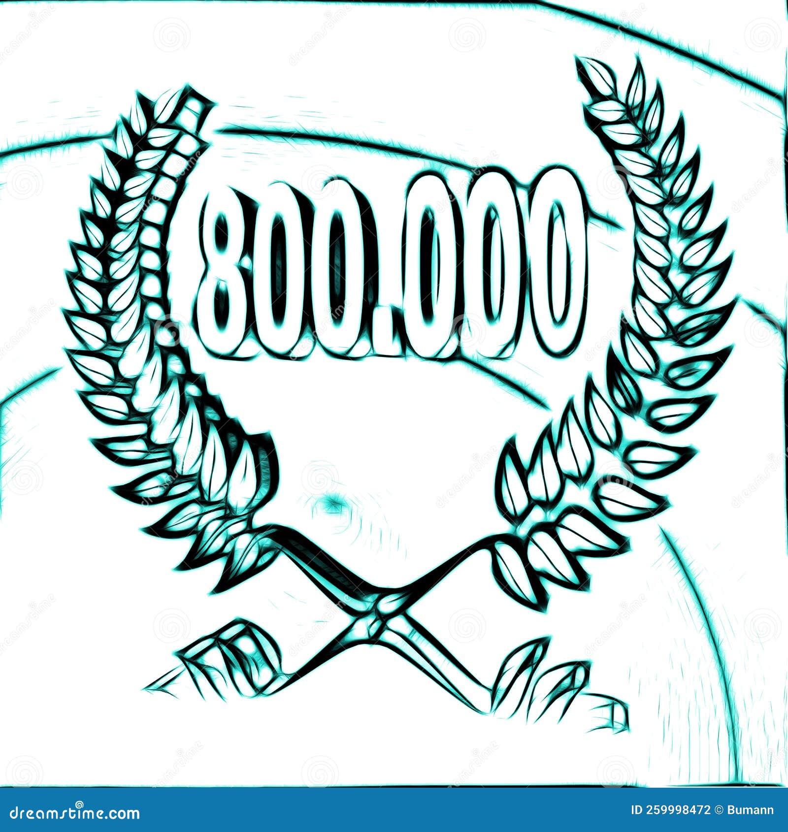 Number 800000 with Laurel Wreath or Honor Wreath As a 3D-illustration ...