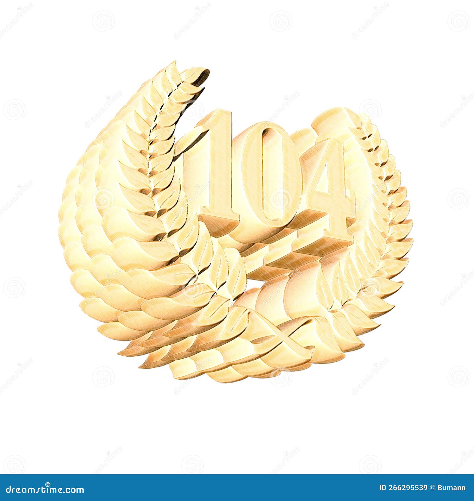 Number 104 with Laurel Wreath or Honor Wreath As a 3D-illustration, 3D ...