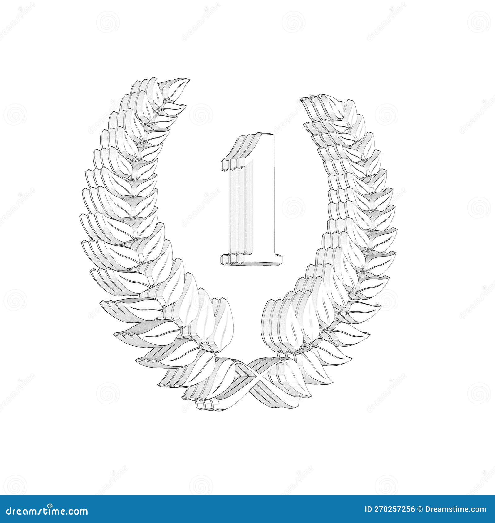 Number 1 with Laurel Wreath or Honor Wreath As a 3D-illustration, 3D ...