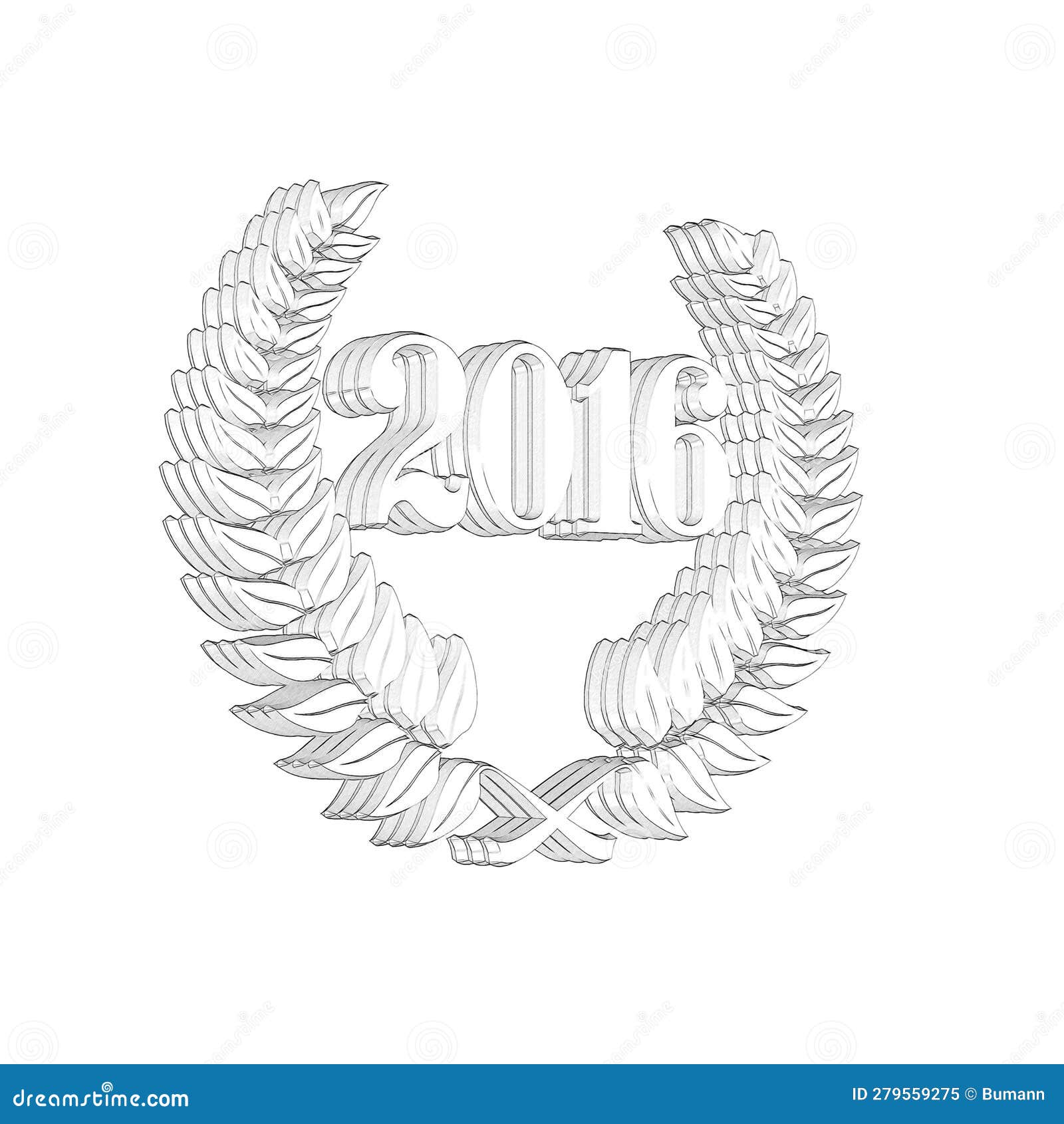 Number 2016 with Laurel Wreath or Honor Wreath As a 3D-illustration, 3D ...