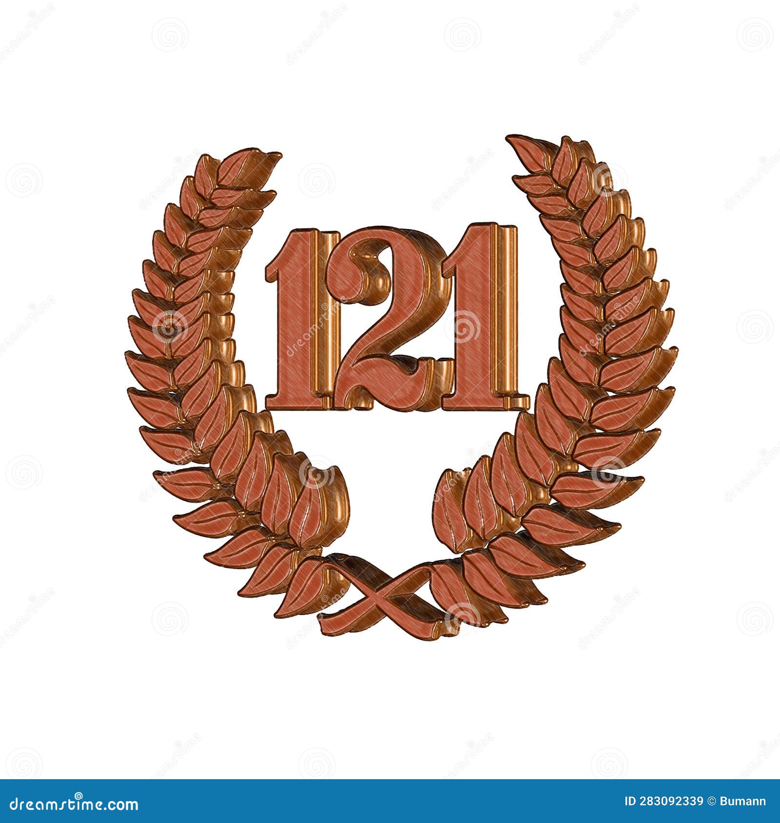 Number 121 with Laurel Wreath or Honor Wreath As a 3D-illustration, 3D ...