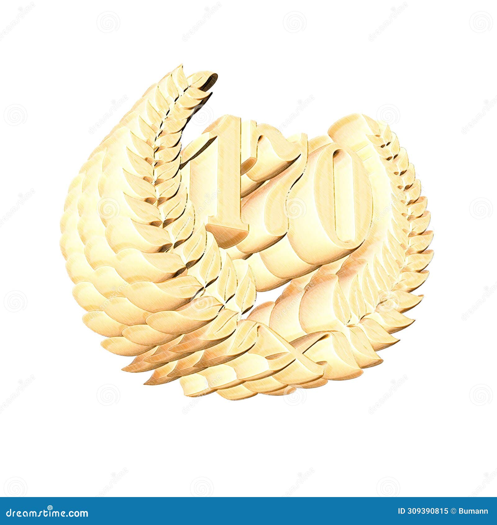 Number 170 with Laurel Wreath or Honor Wreath As a 3D-illustration, 3D ...