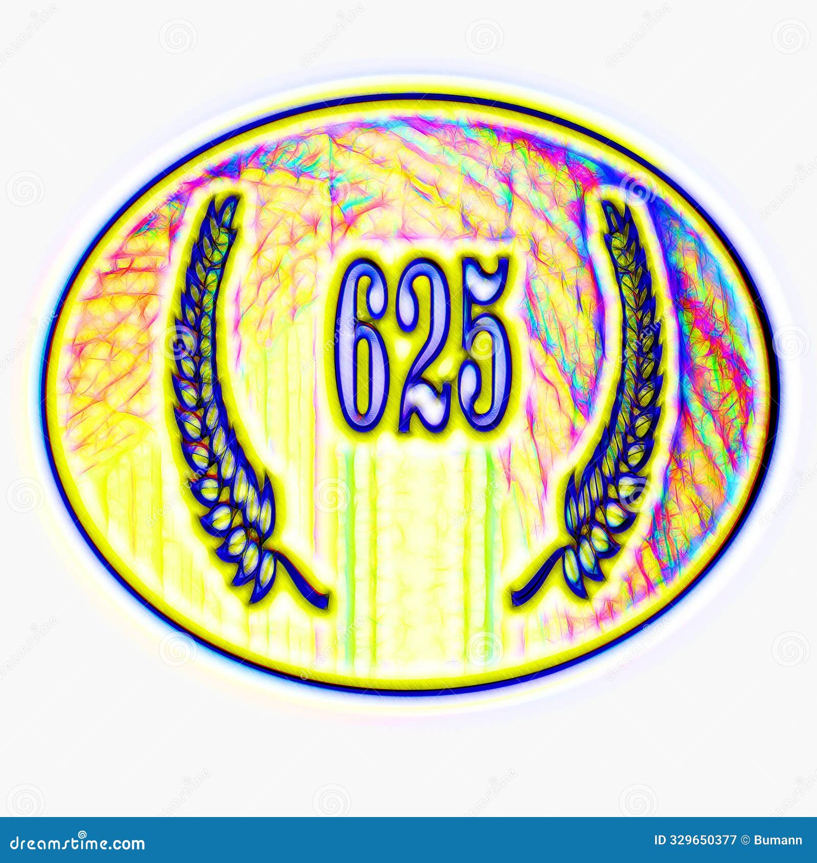 Number 625 with Laurel Wreath or Honor Wreath As a 3D-illustration, 3D ...
