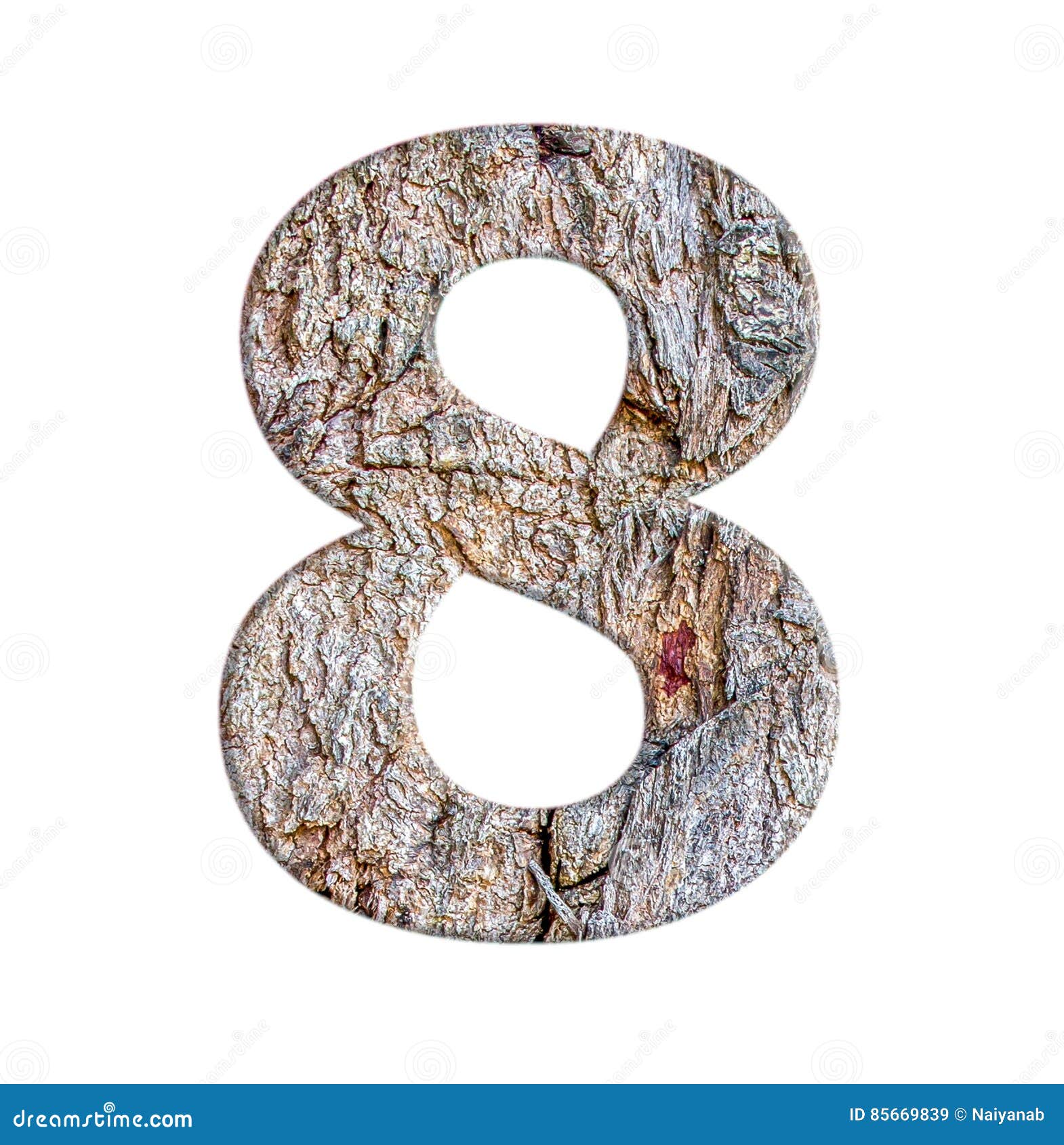 Number Letter from Bark Tree Isolated on White Background Stock Image ...