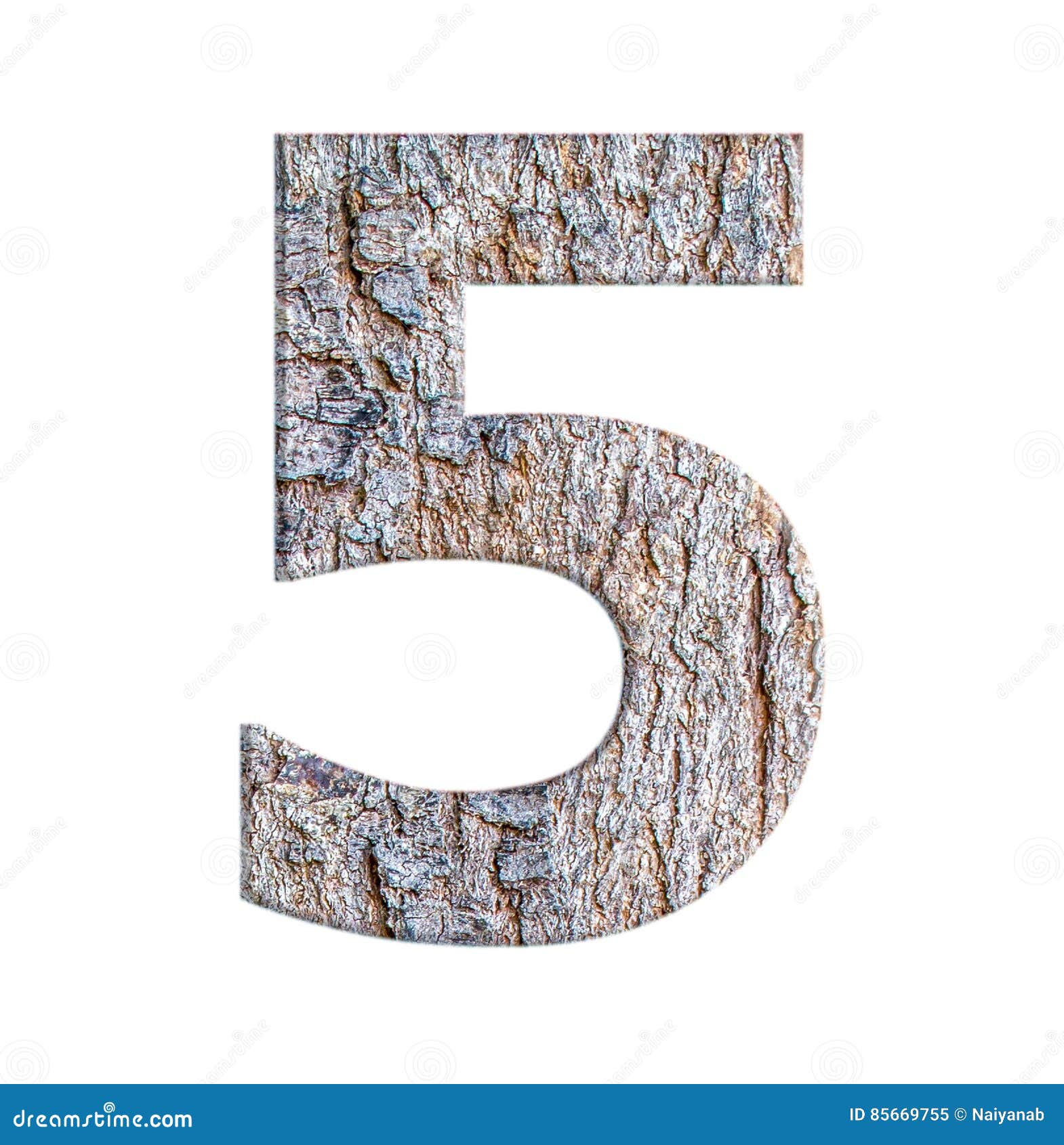 Number Letter from Bark Tree Isolated on White Background Stock Image ...