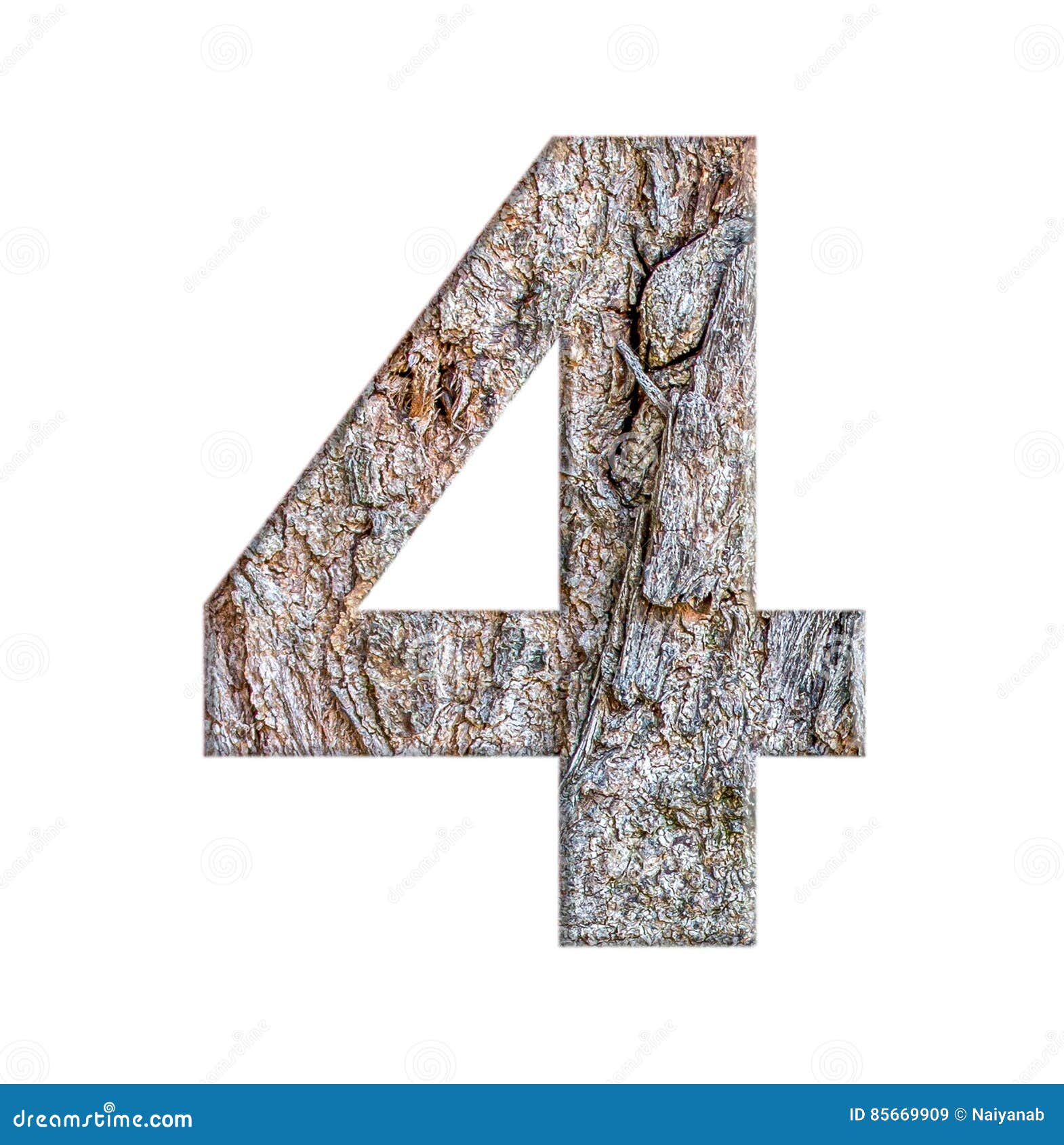 Number Letter from Bark Tree Isolated on White Background Stock Image ...