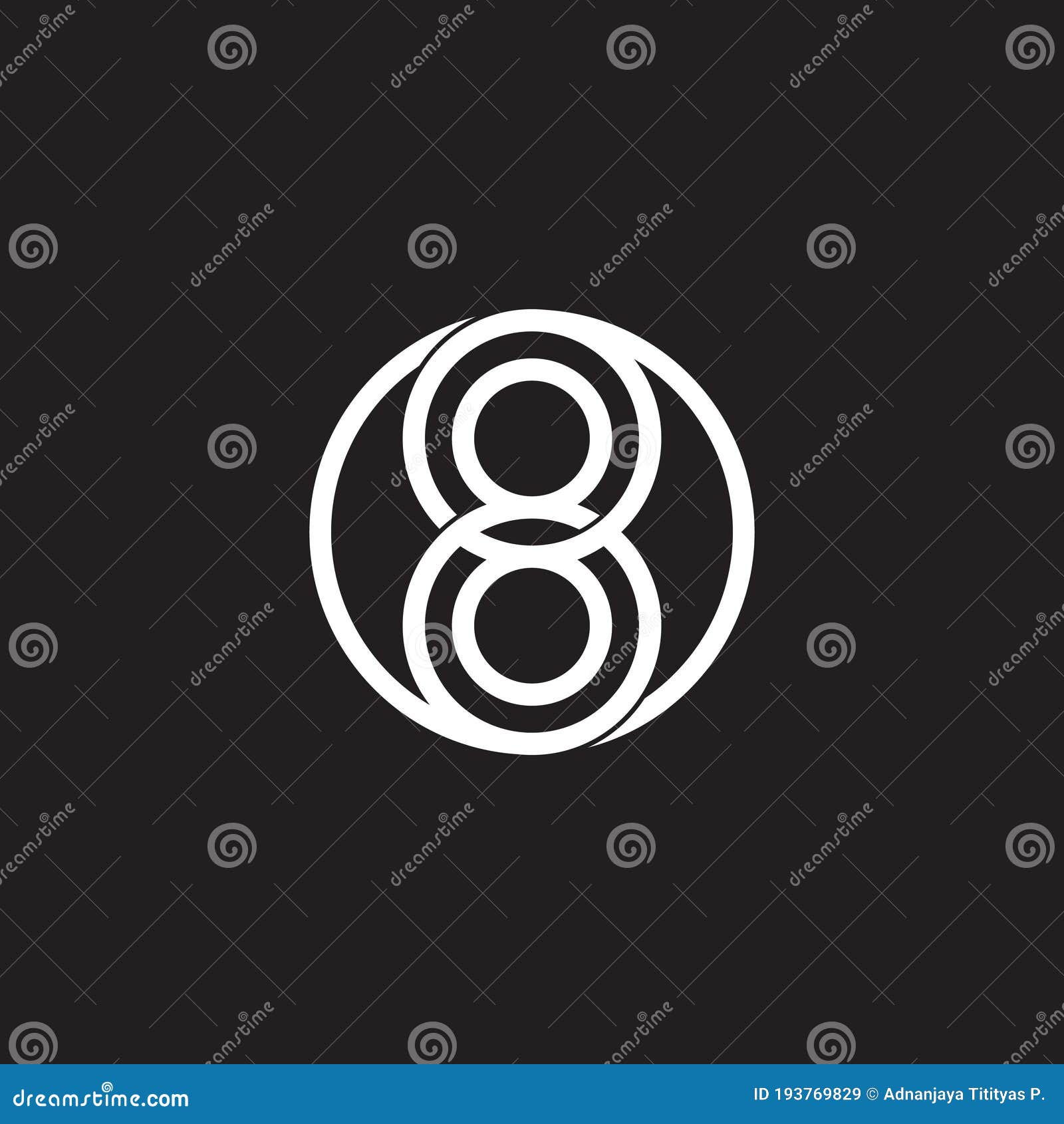 Number 8 Linked Overlapping Circles Logo Vector Stock Vector ...