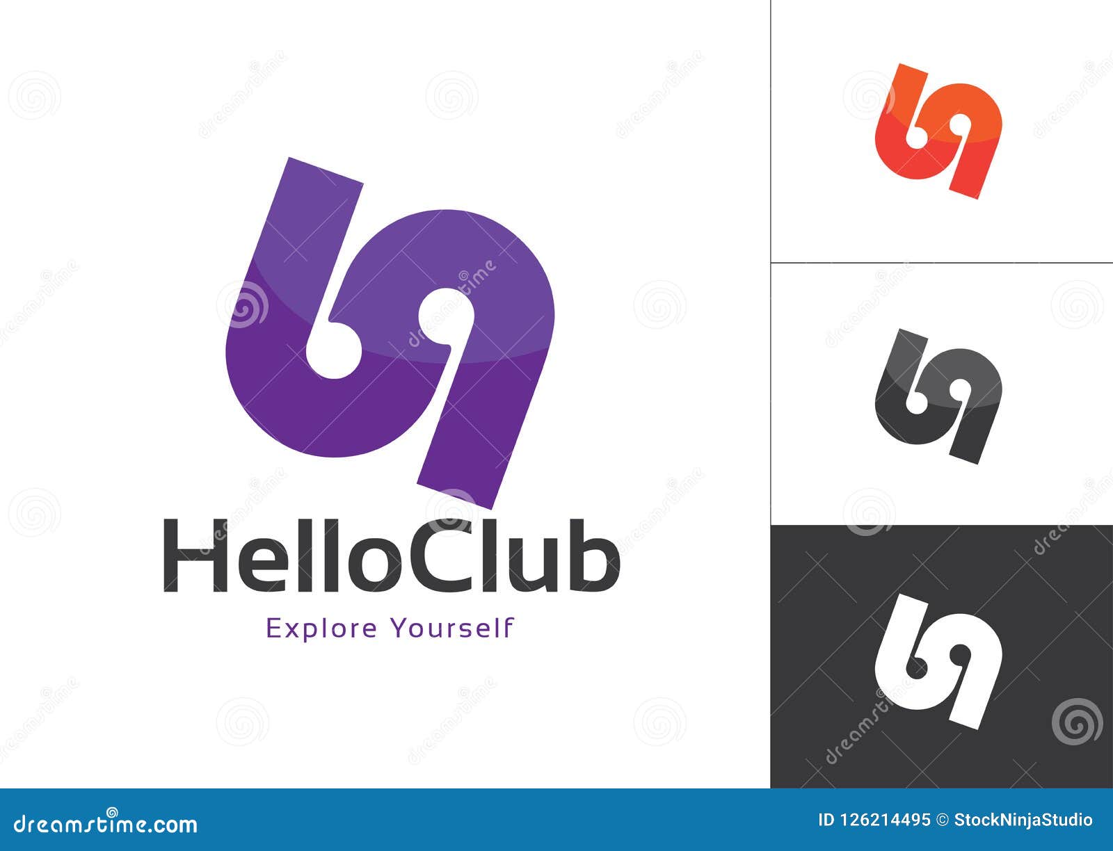 69 Number Linked Uppercase Logo Design Template Violet in White ...