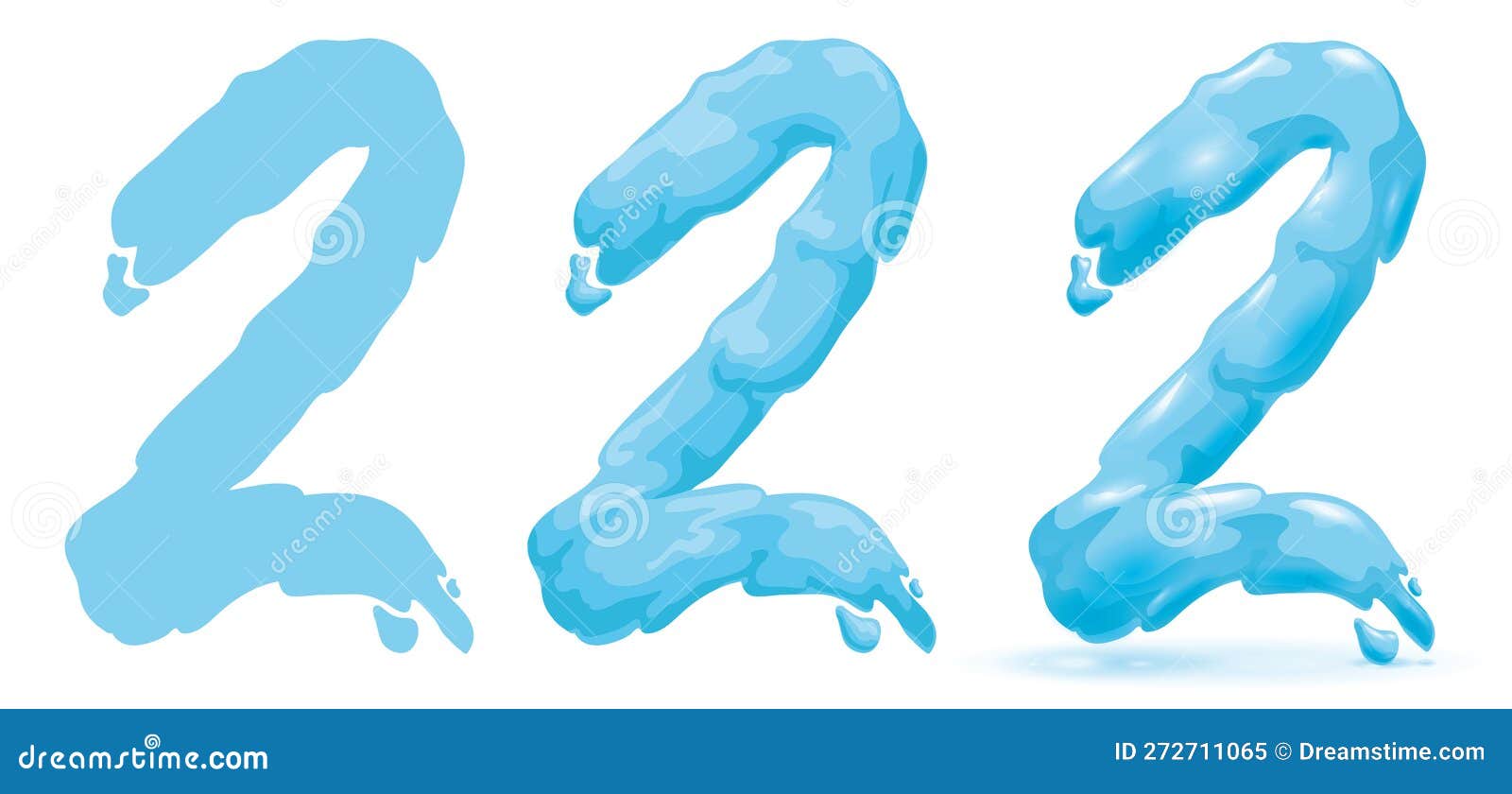 Number 2 with Liquid Effect in Three Different Variants, Vector ...
