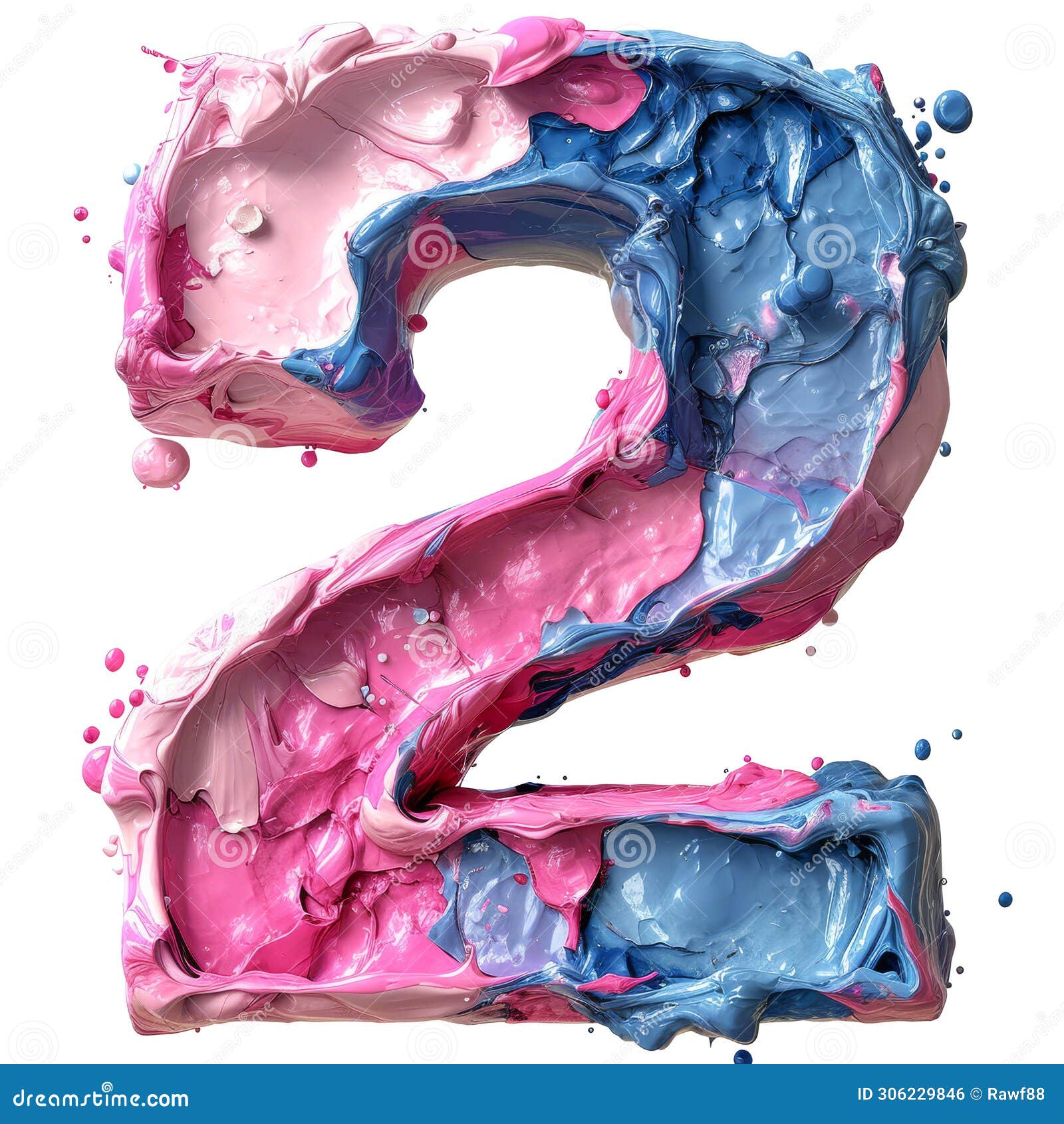 Number 2 Liquid Font, Two Gel Digit Isolated on White Transparen Stock ...