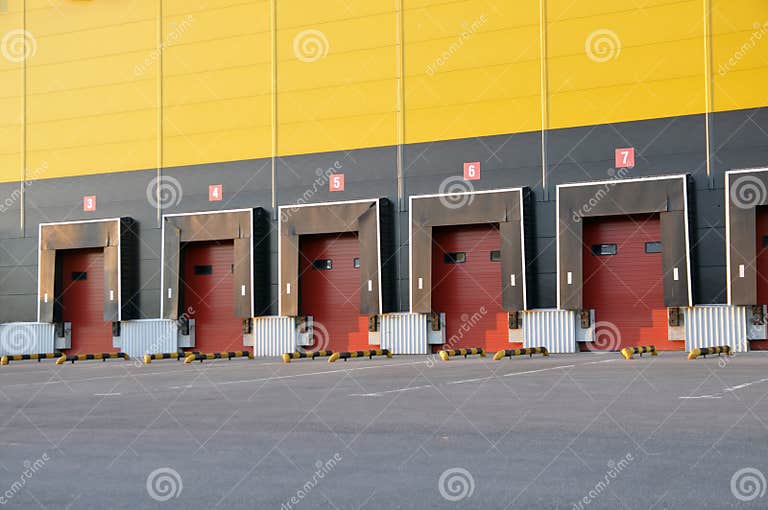 A Number of Loading Docks. Modern Warehouse Building Stock Photo ...