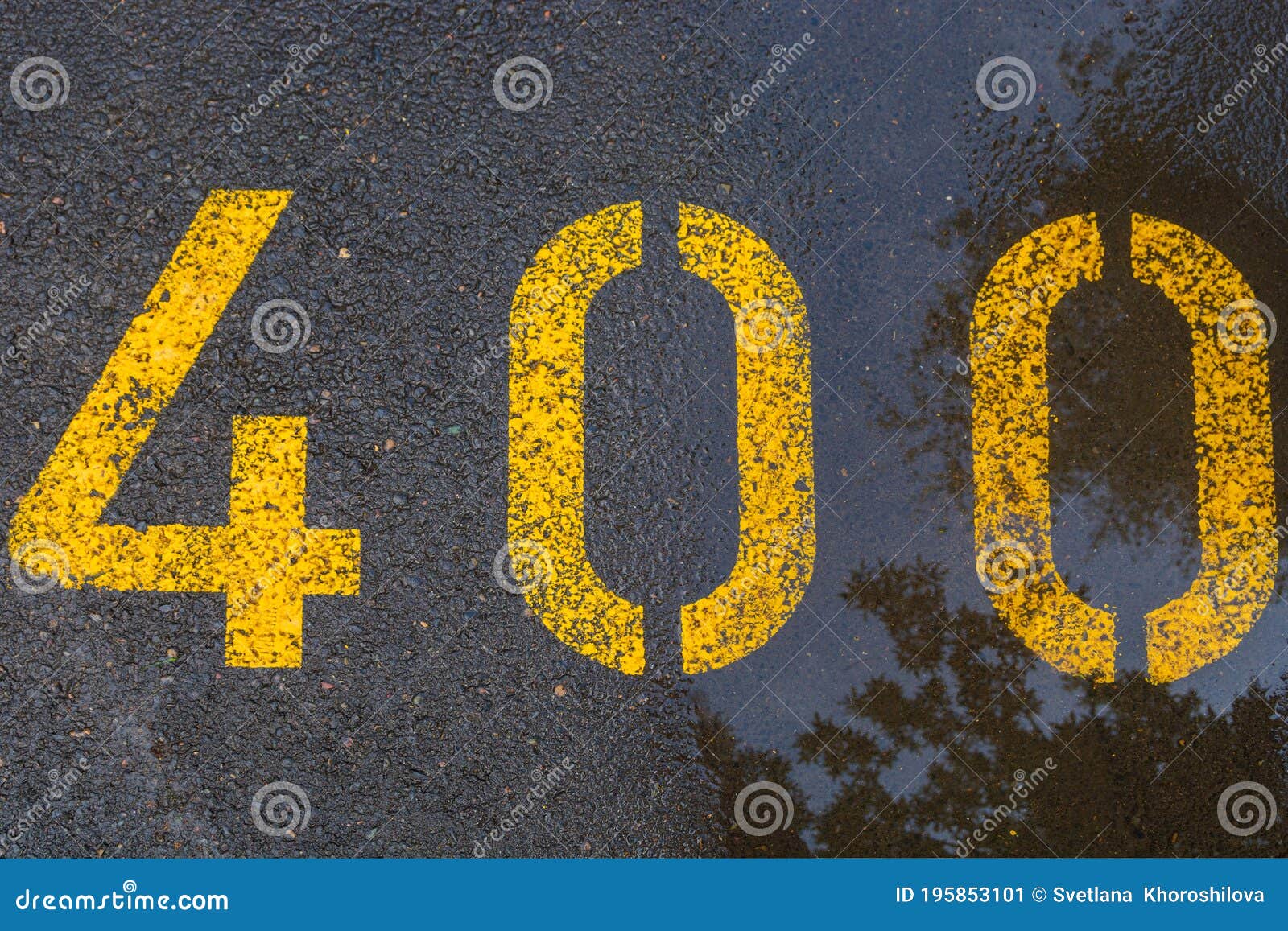 The Number 400 is Located on Wet Asphalt. Stock Image - Image of ...